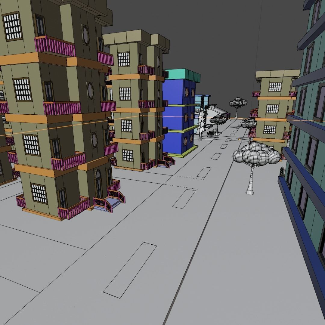 Beautiful cartoon city free VR / AR / low-poly 3D model | CGTrader