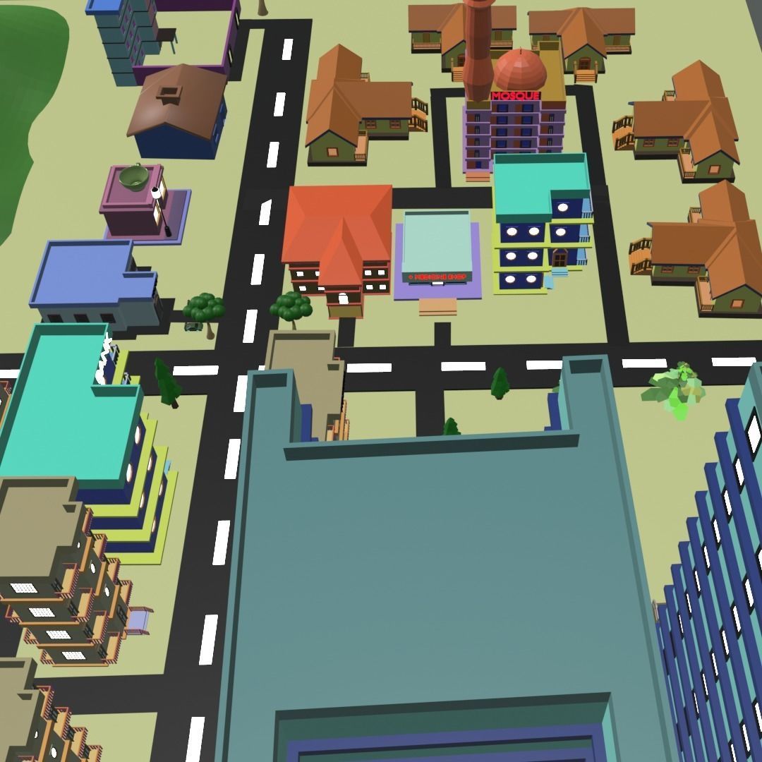 Beautiful cartoon city free VR / AR / low-poly 3D model | CGTrader