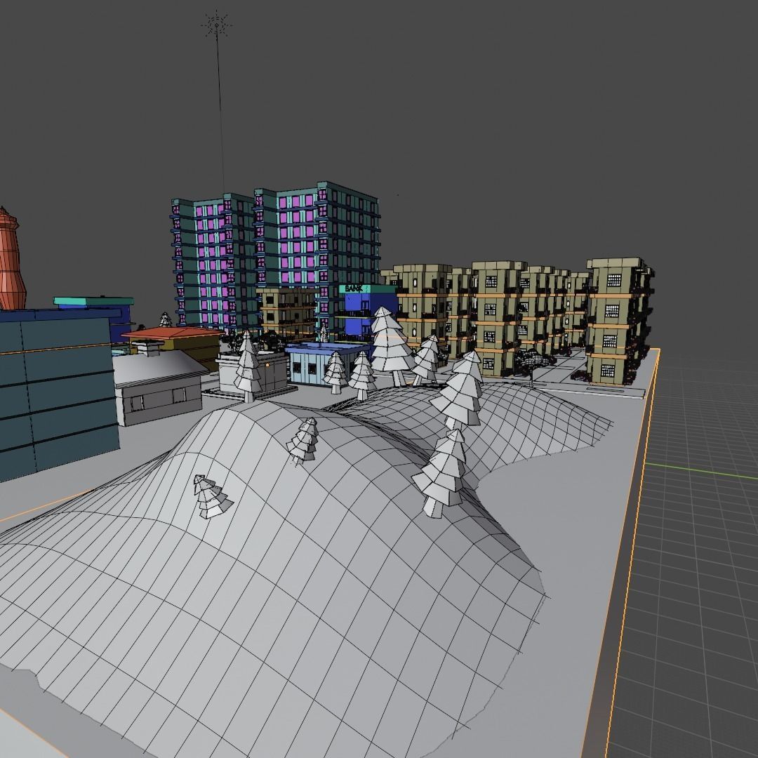 Beautiful cartoon city free VR / AR / low-poly 3D model | CGTrader