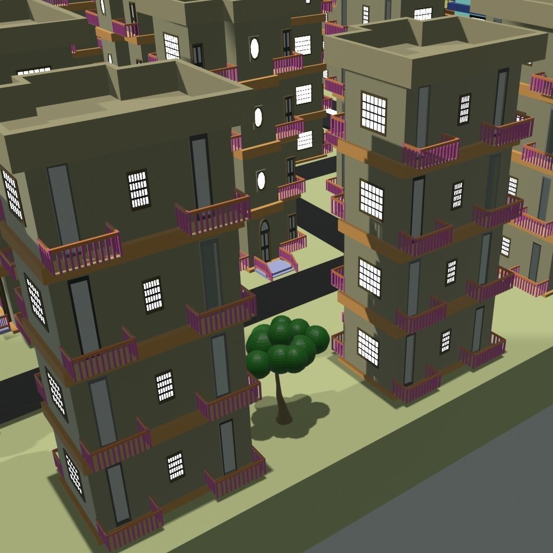 Beautiful cartoon city free VR / AR / low-poly 3D model | CGTrader