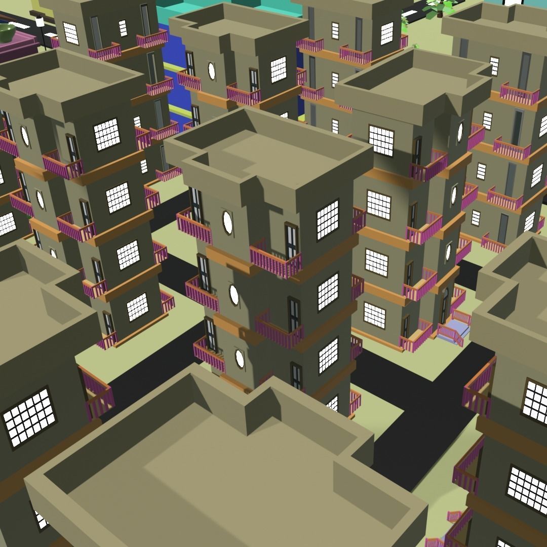 Beautiful cartoon city free VR / AR / low-poly 3D model | CGTrader