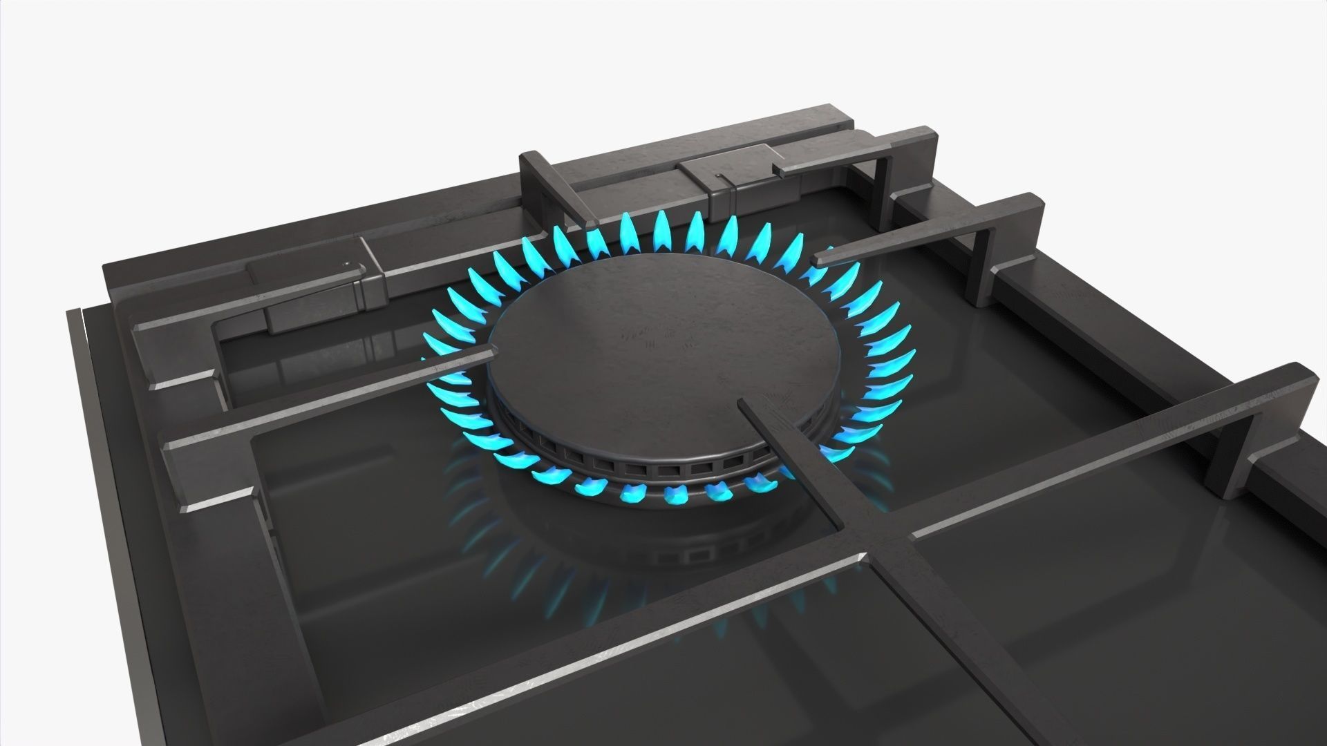 Gas Hob 2 Burners Glass Black 3D model | CGTrader