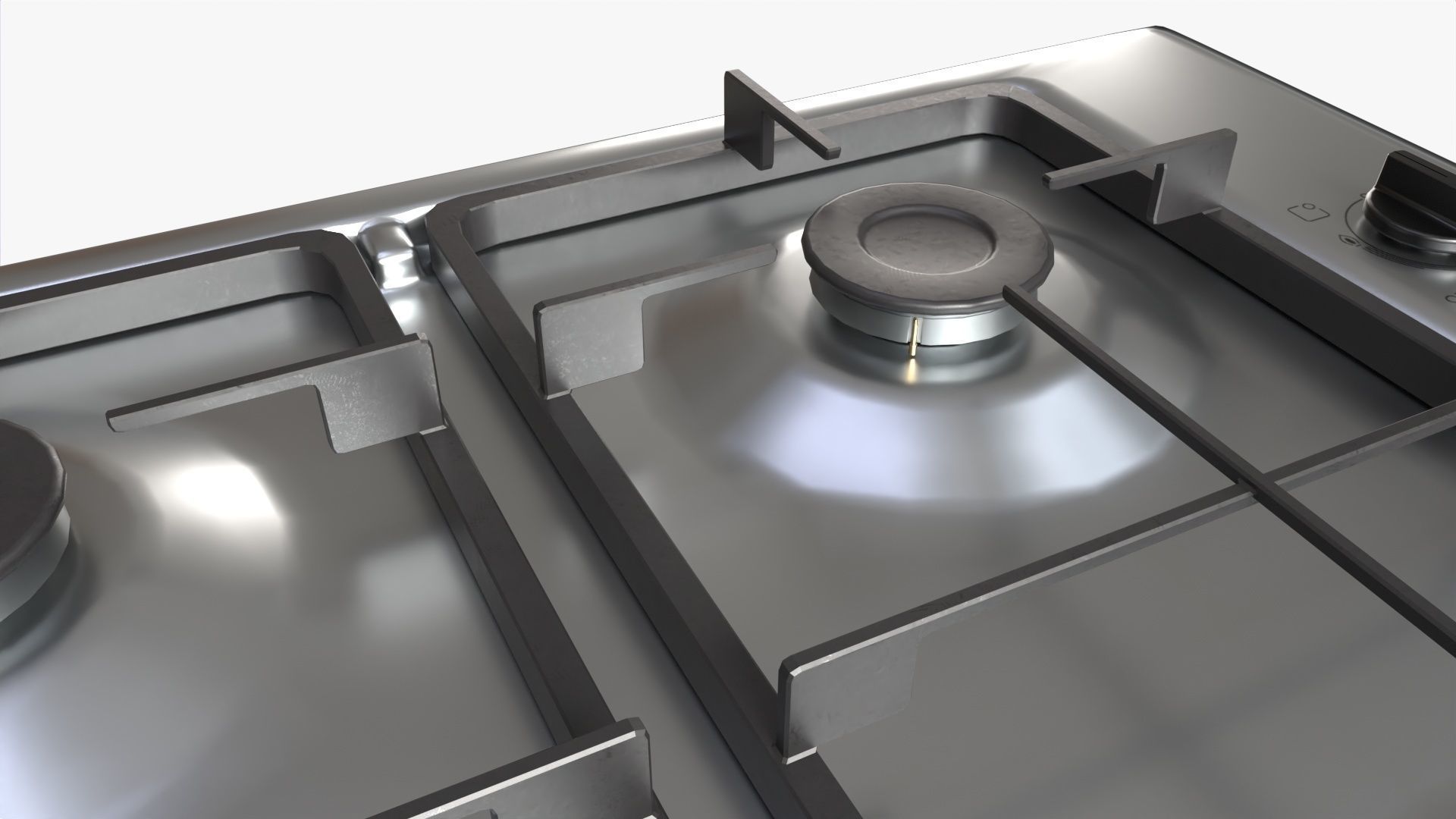 Gas Hob 4 Burners White 3D model | CGTrader