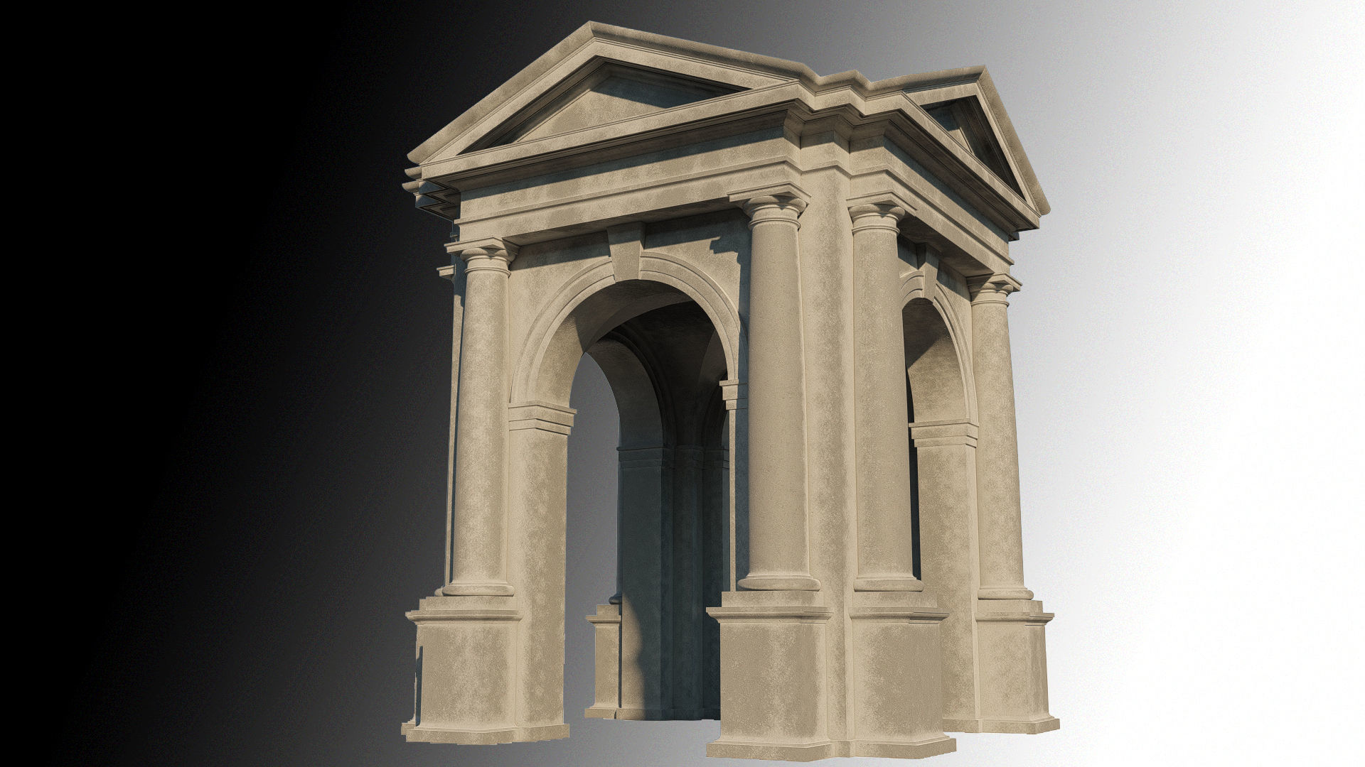Arched portico Tuscan order with 3 4 columns with a pedestal 3D model ...
