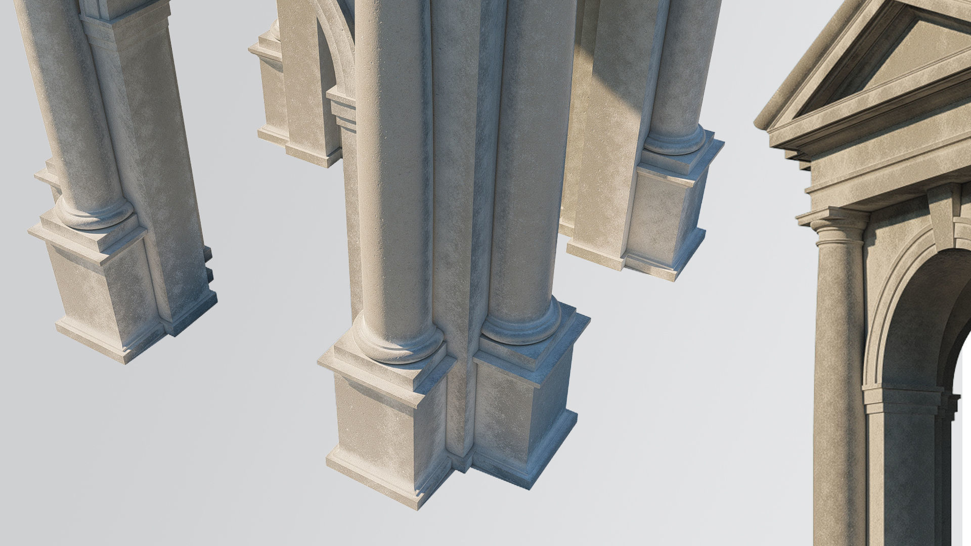 Arched portico Tuscan order with 3 4 columns with a pedestal 3D model ...