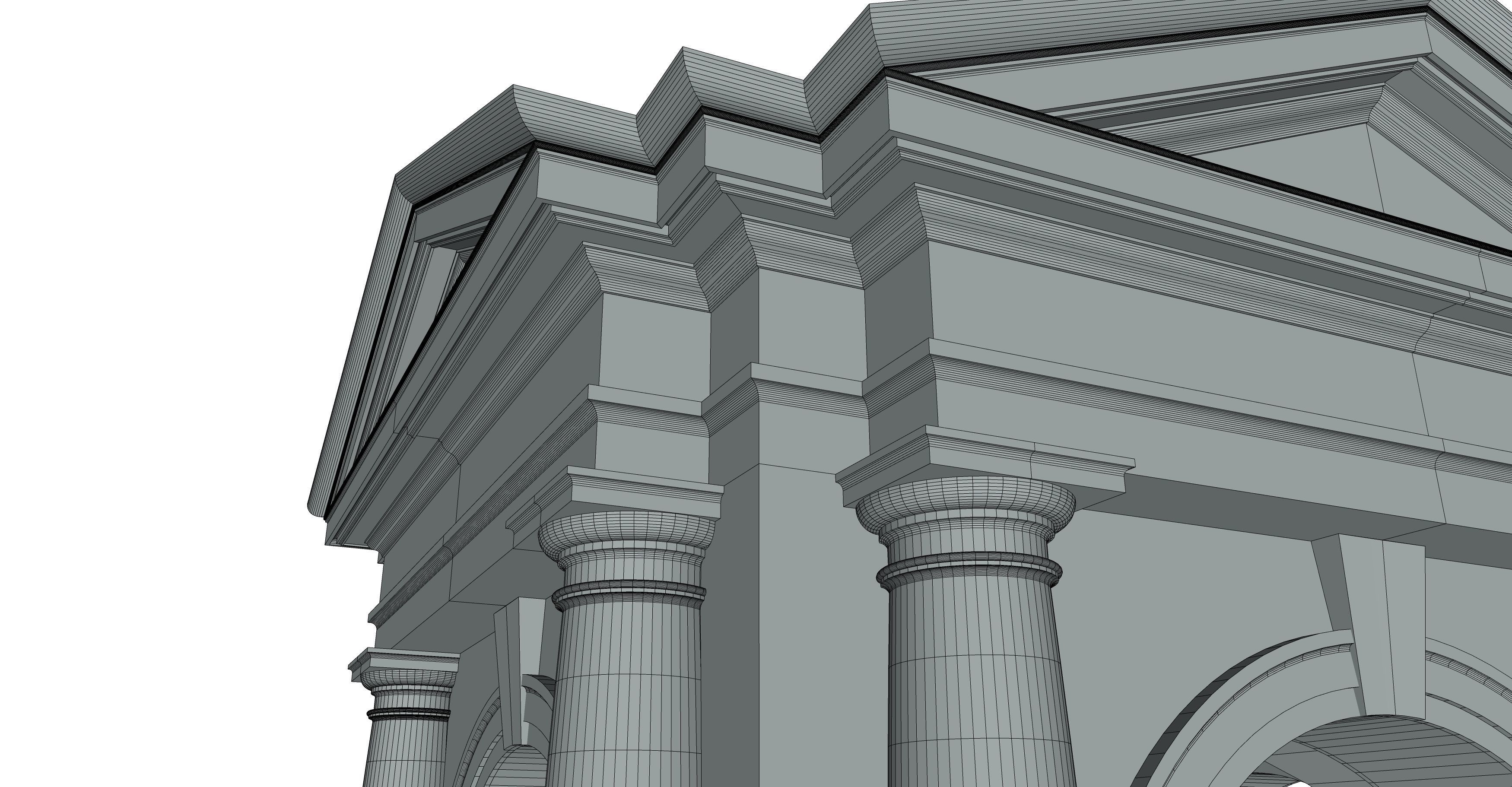Arched portico Tuscan order with 3 4 columns with a pedestal 3D model ...