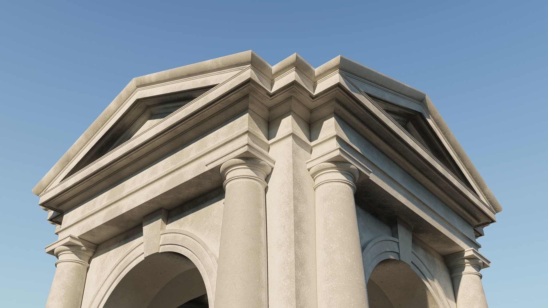 Arched portico Tuscan order with 3 4 columns with a pedestal 3D model ...