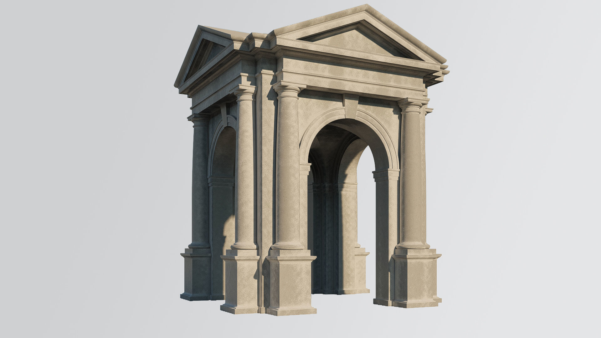 Arched portico Tuscan order with 3 4 columns with a pedestal 3D model ...