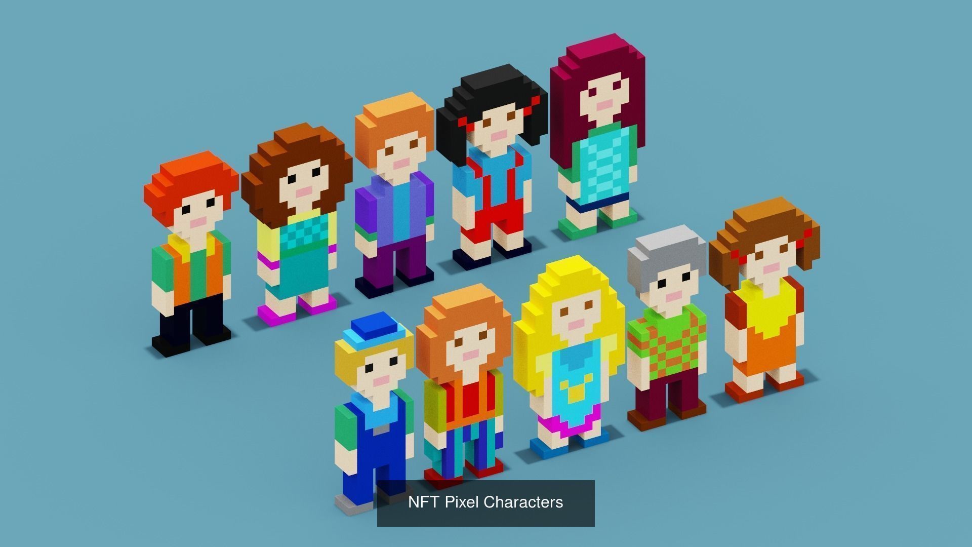 3D Model Collection Pixel Character Pack VR / AR / low-poly | CGTrader