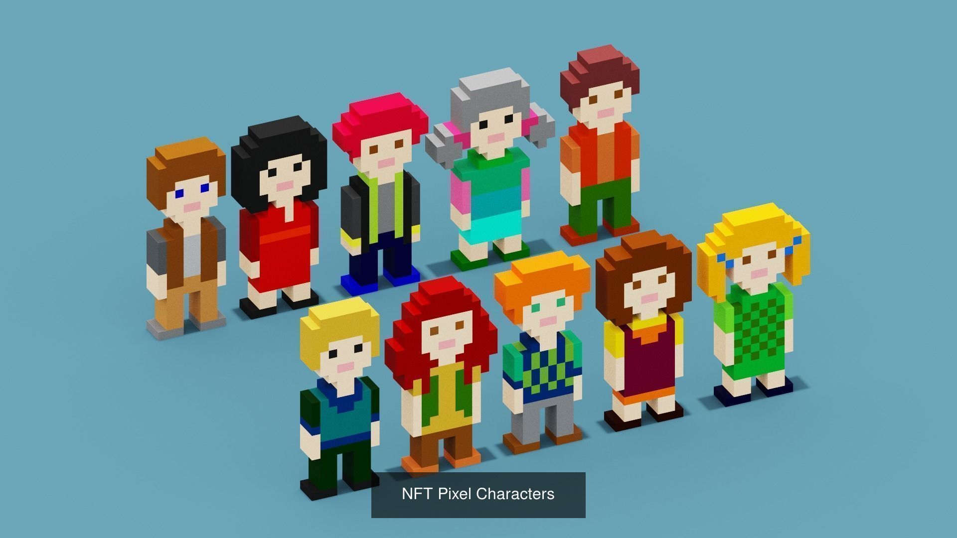 3D Model Collection Pixel Character Pack VR / AR / low-poly | CGTrader