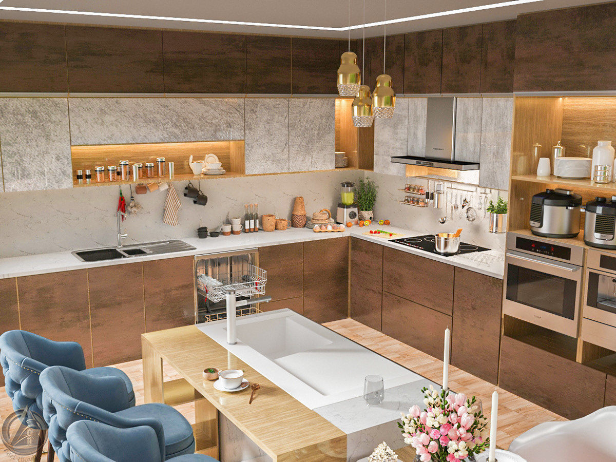 modern kitchen interior scene 3D model | CGTrader
