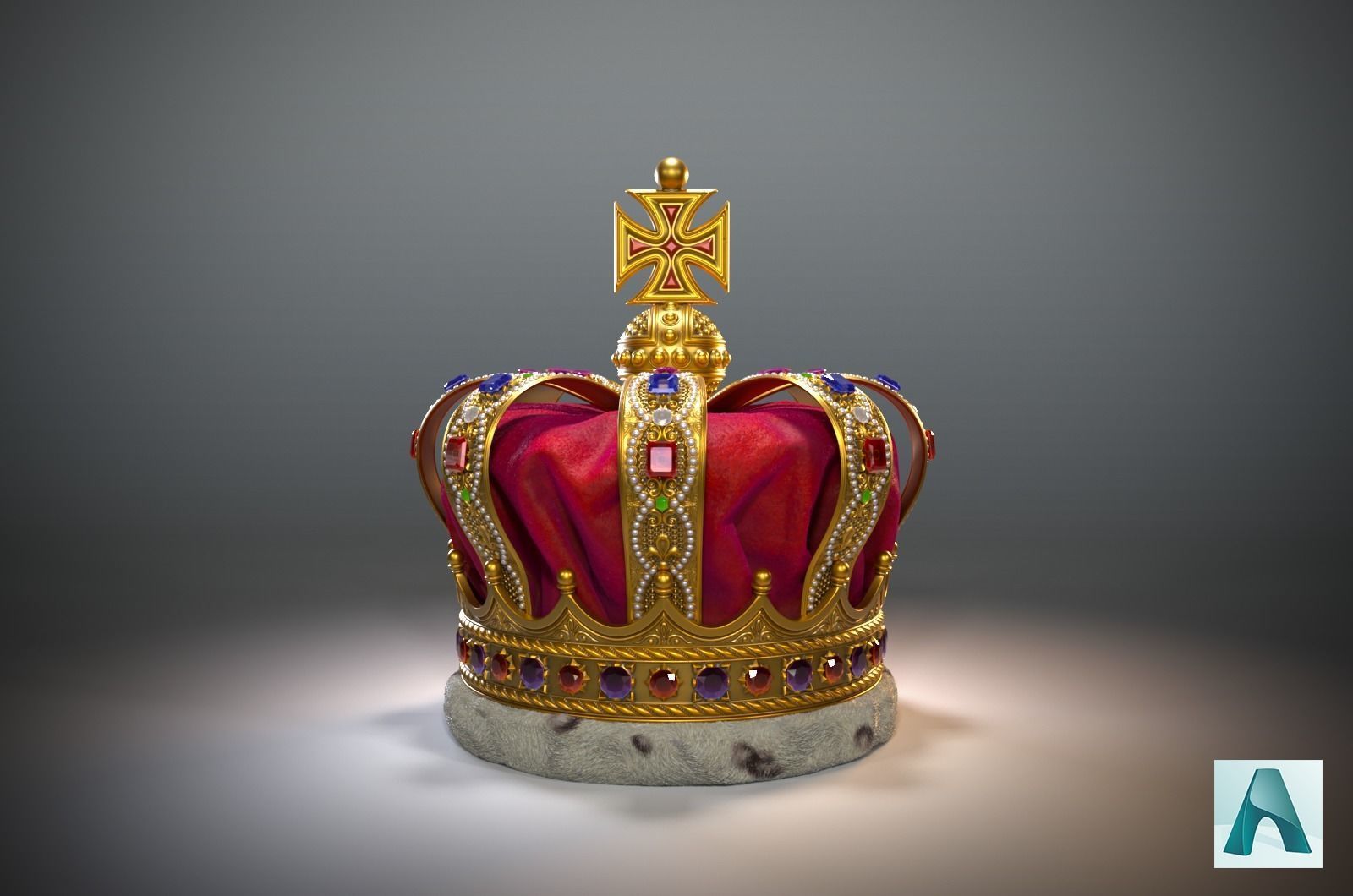 European royal crown high poly material map 3D model | CGTrader