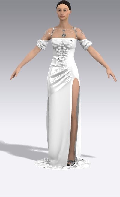 wide collar low slevee draped slit detail 3D model | CGTrader