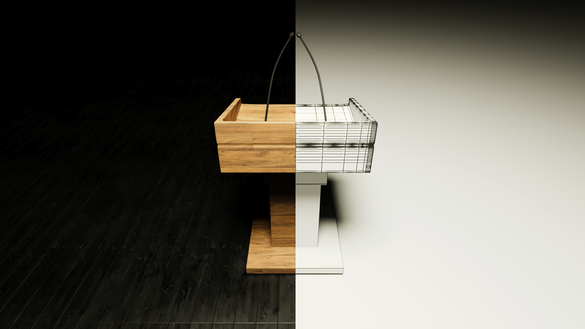 Wood Rostrum and Prompter 3D model | CGTrader
