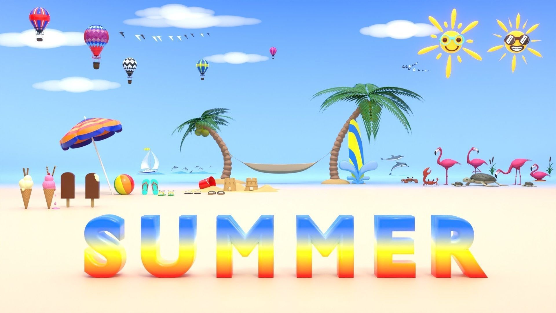 3D model SUMMER Products Set vol1 VR / AR / low-poly | CGTrader