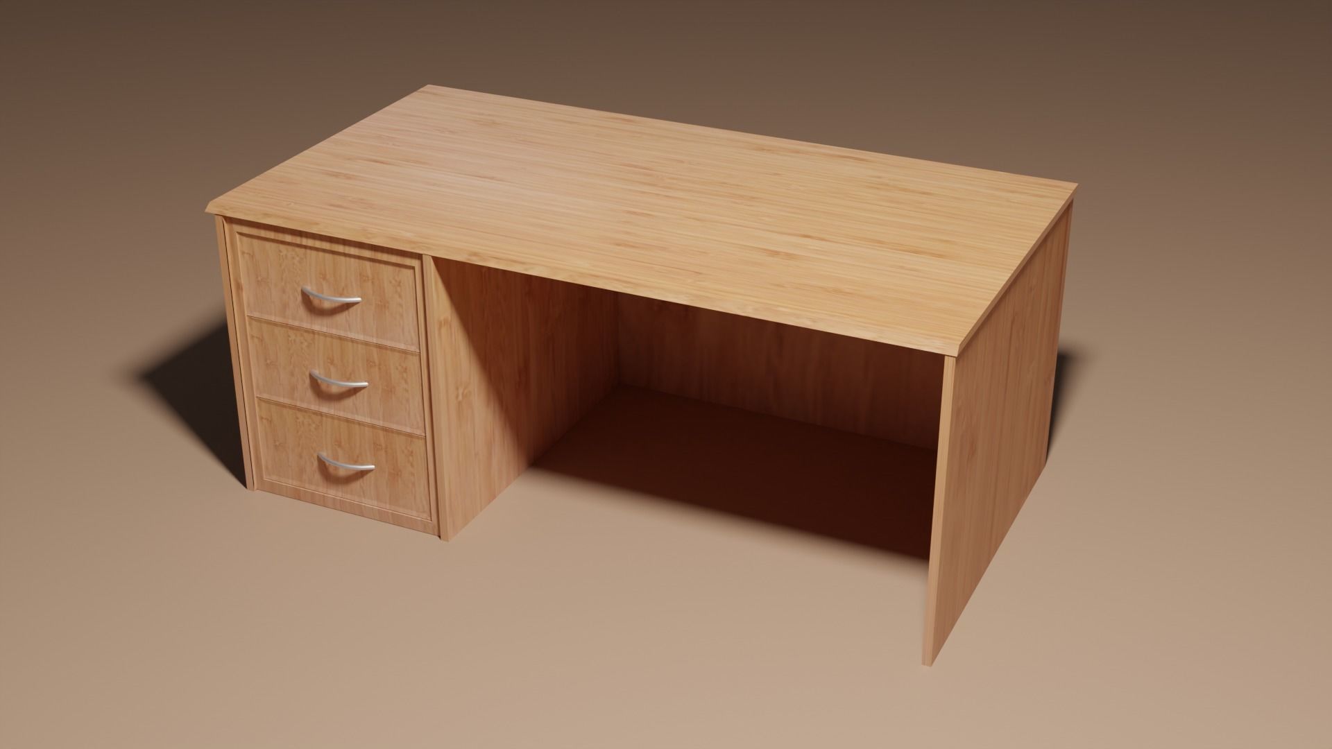 Wooden table with three drawers 3D model | CGTrader