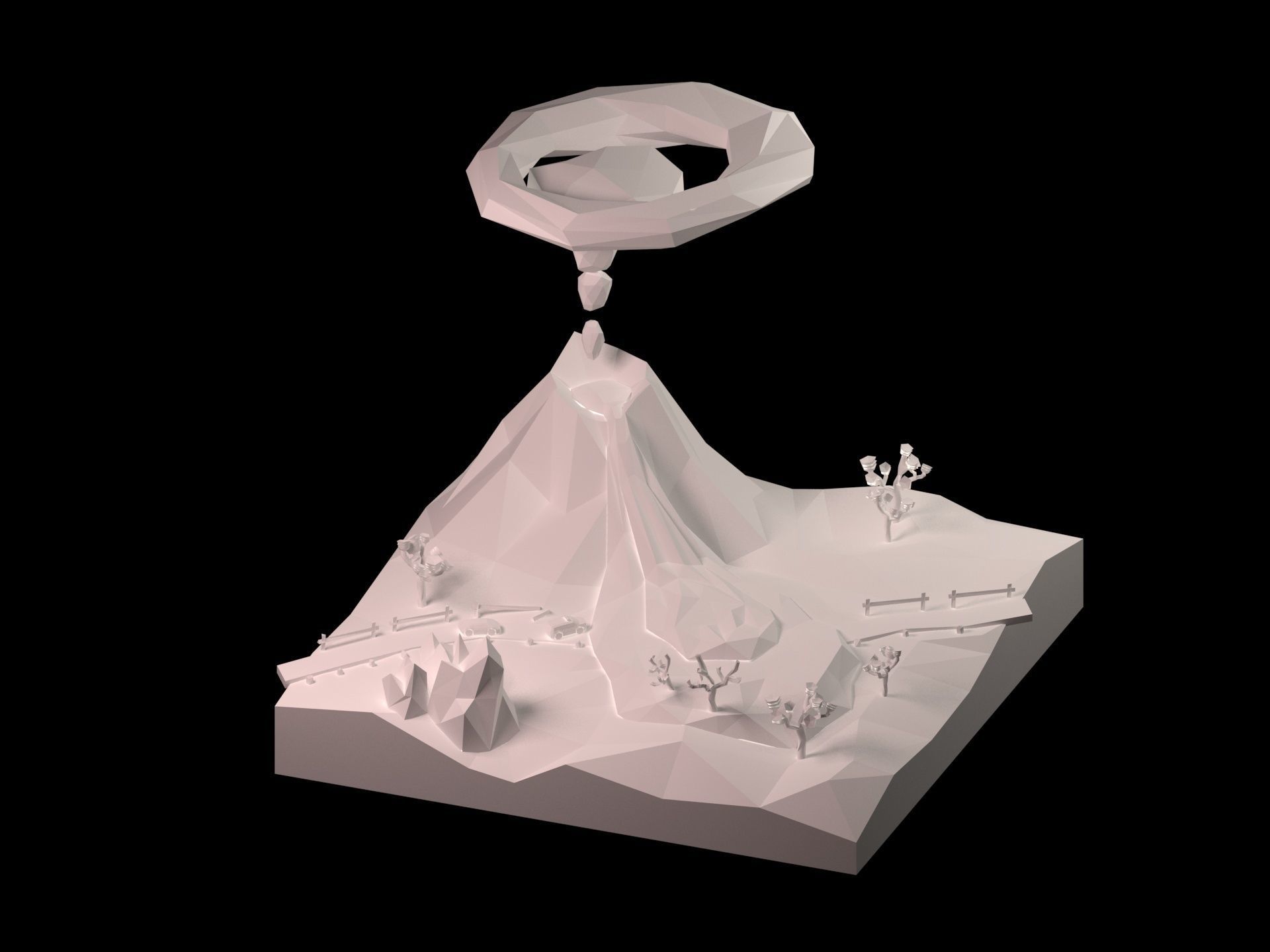 3D model Low poly landscape volcano with lava VR / AR / low-poly | CGTrader