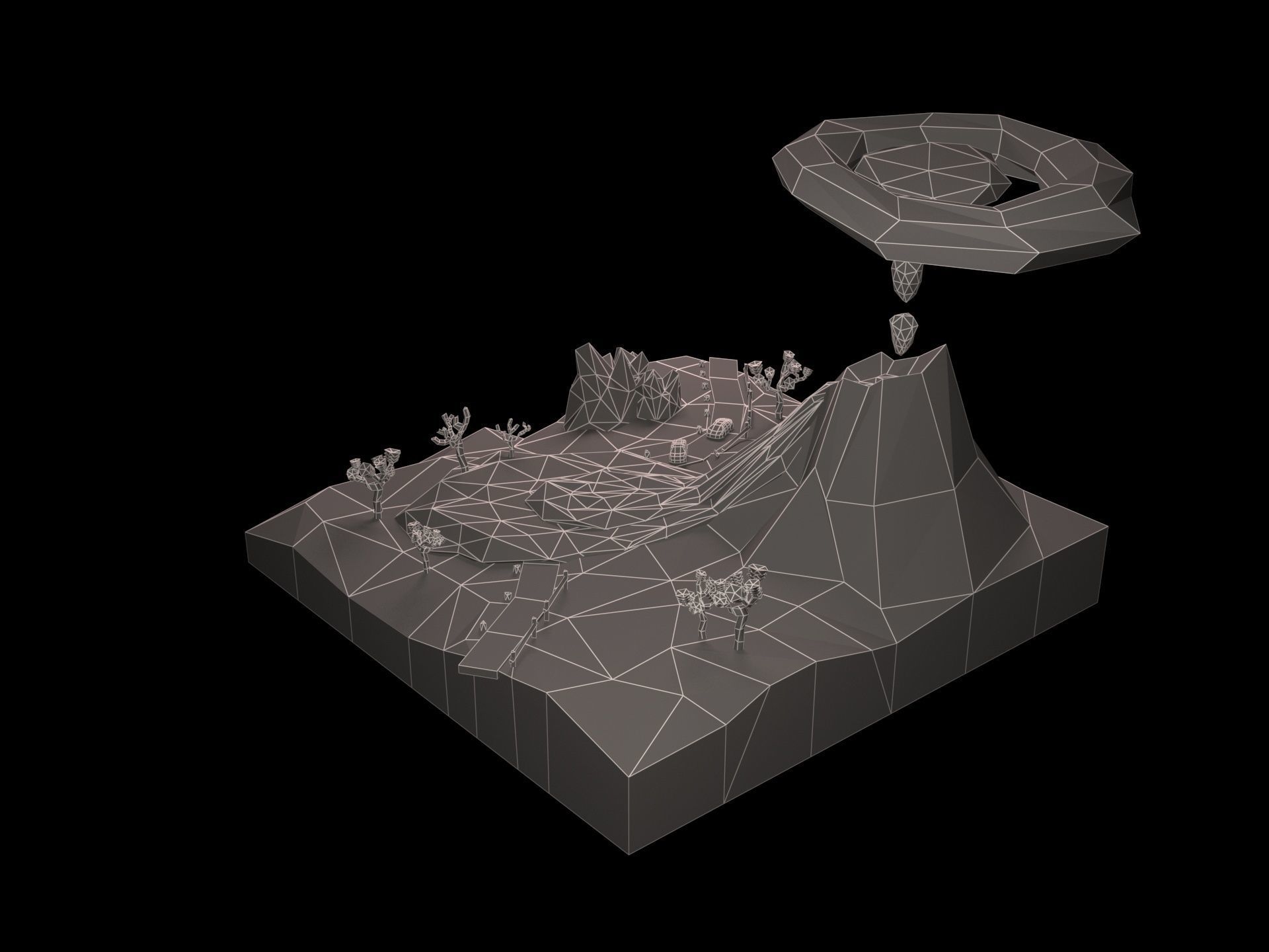 3D model Low poly landscape volcano with lava VR / AR / low-poly | CGTrader