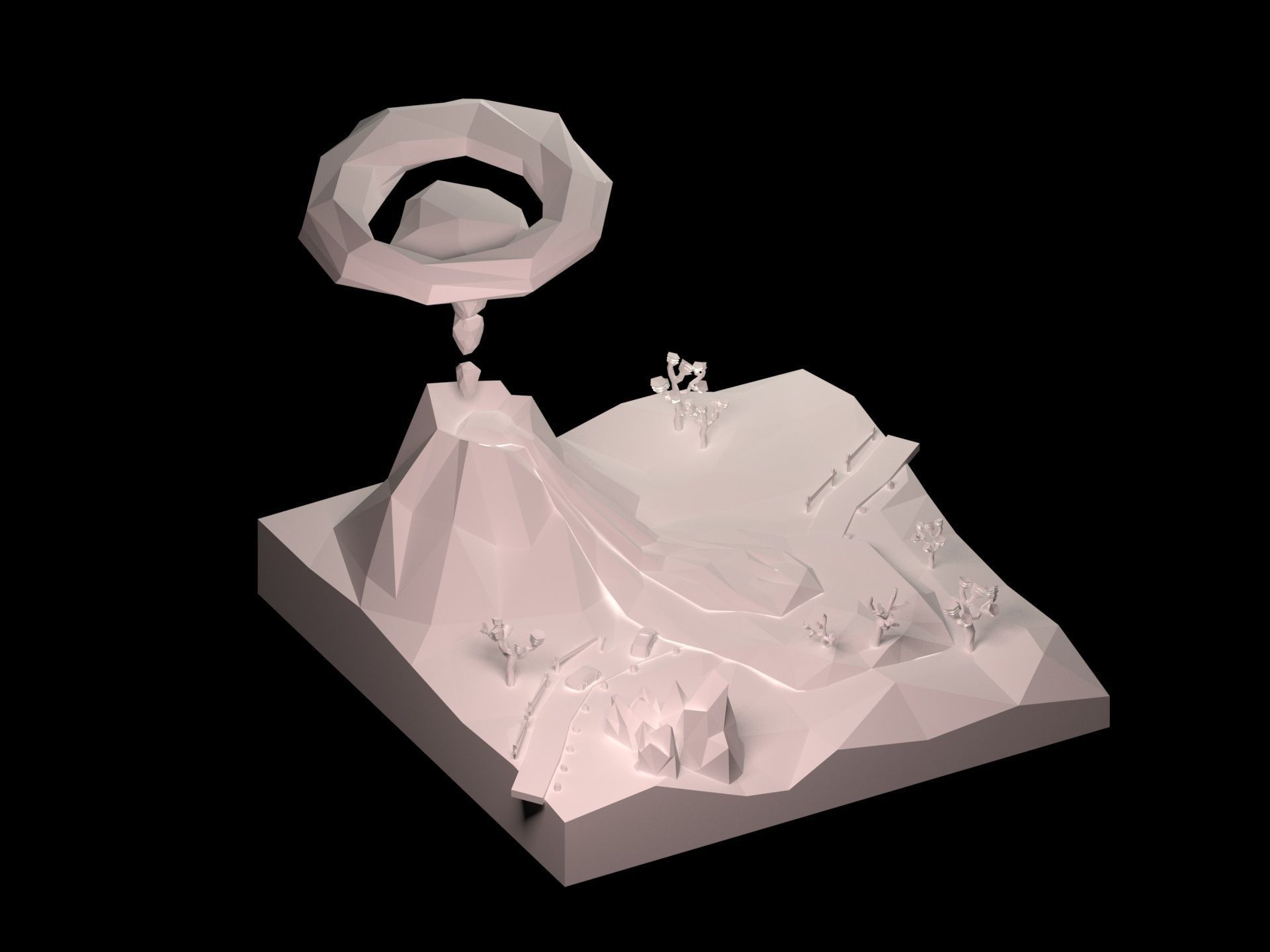3D model Low poly landscape volcano with lava VR / AR / low-poly | CGTrader
