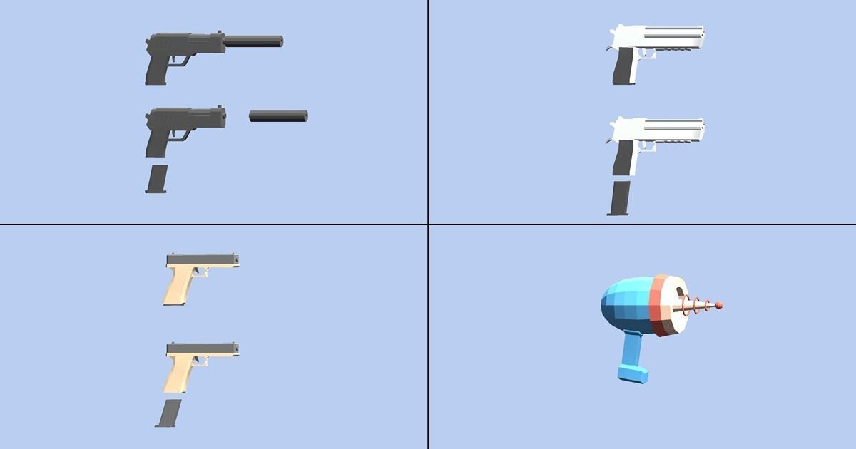 3D model Lowpoly Guns Pack - Lowpoly Weapons - Lowpoly Cartoon Guns VR ...