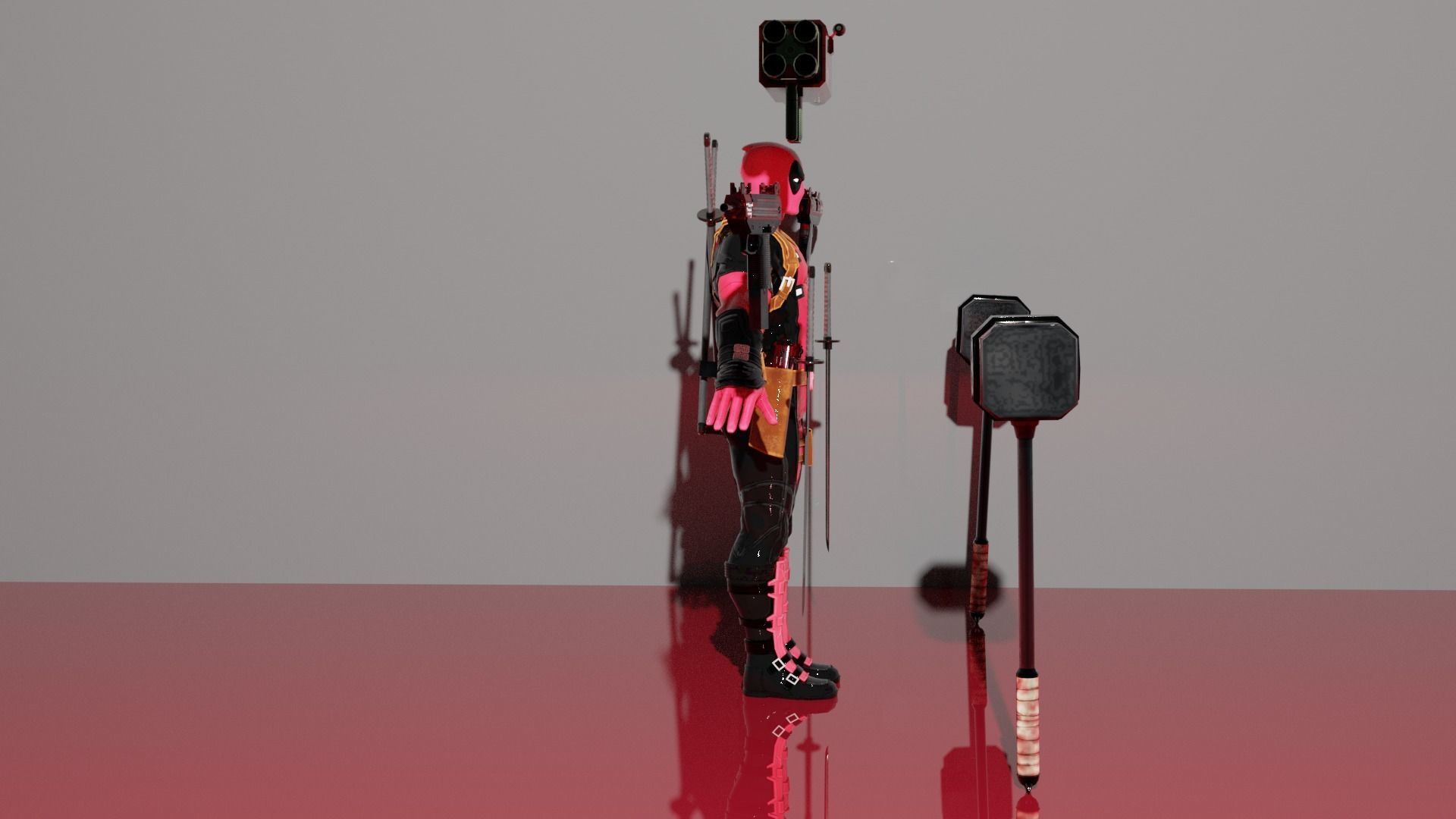 Deadpool gun with paint 3D model rigged | CGTrader