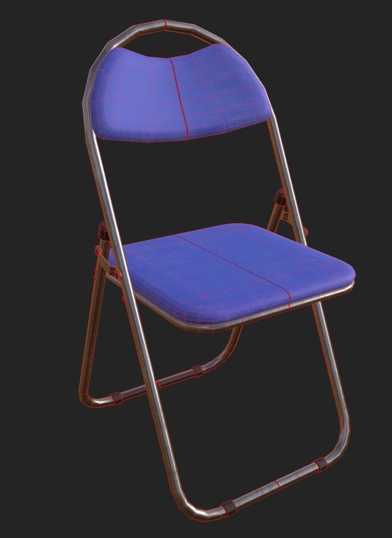 folding chair 3D model Low Poly PBR textures game ready free VR / AR ...
