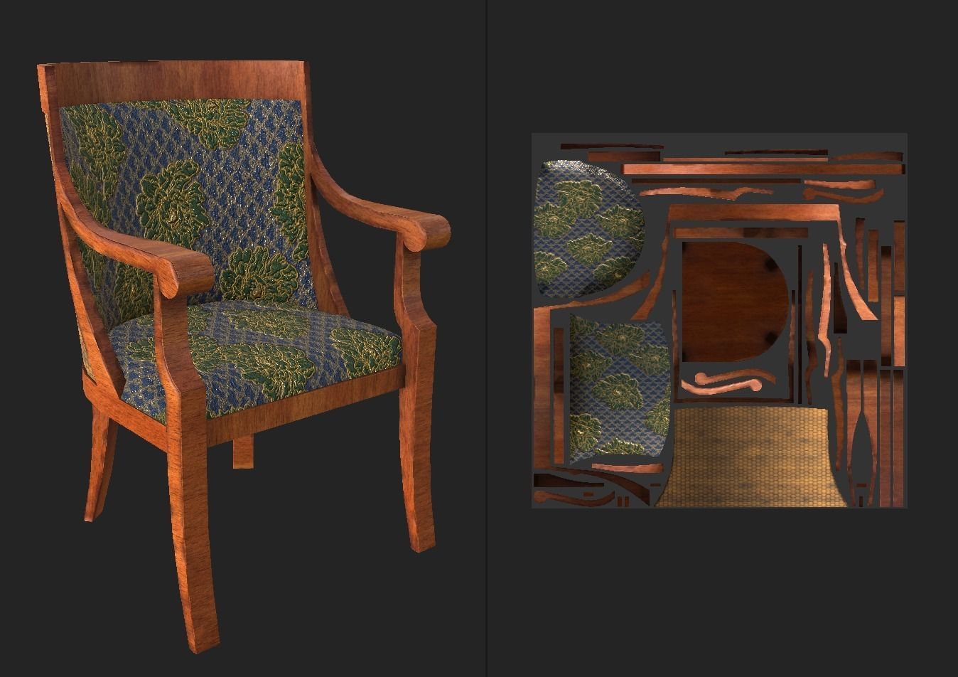 lounge chair 3D model Low Poly PBR textures free VR / AR / low-poly 3D ...