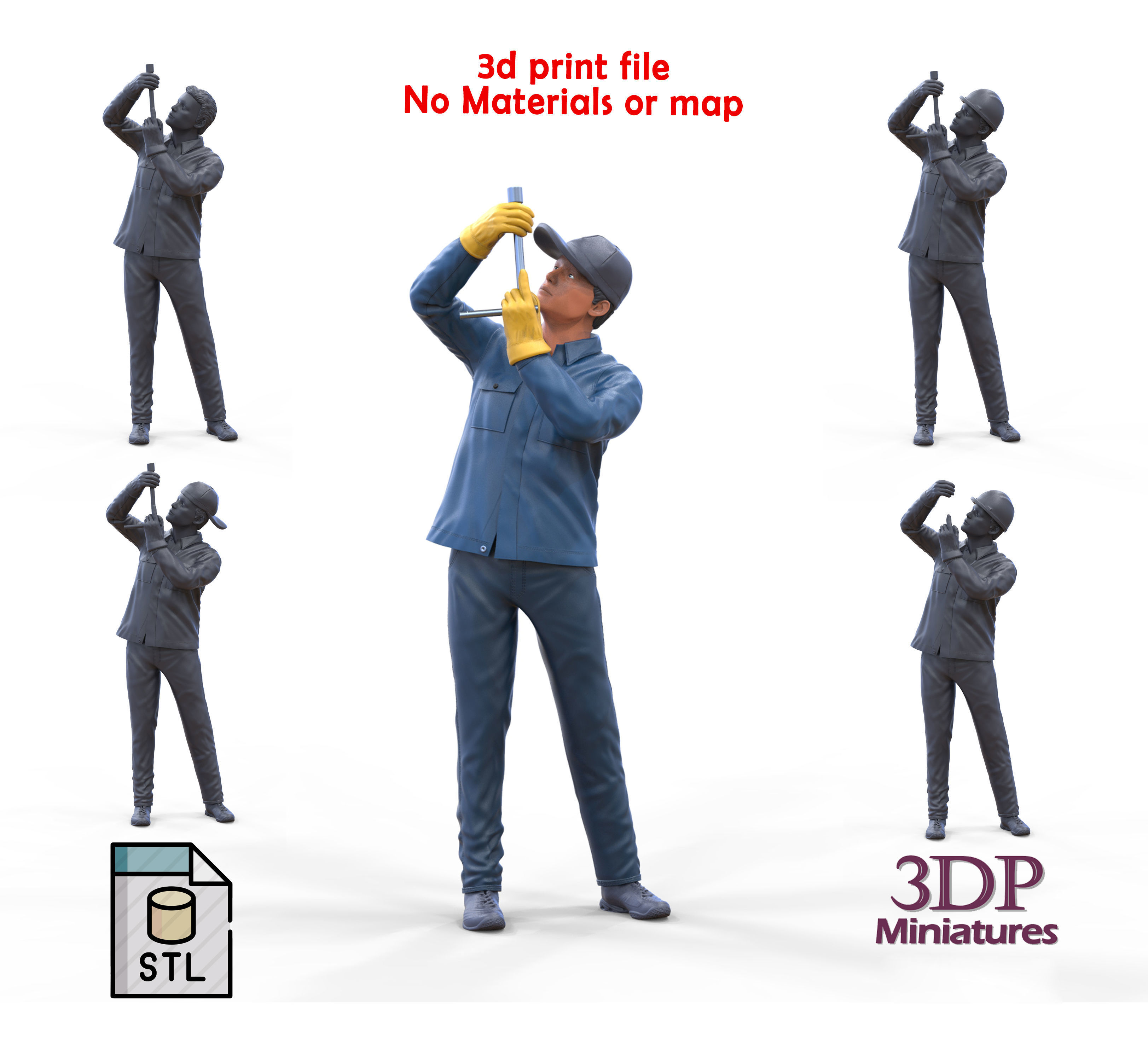 N1 Mechanic Crew working under a car or construction worker 3D model 3D ...