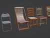 3D model 7chair pack x2 textures per one 3D model Low Poly PBR VR / AR ...