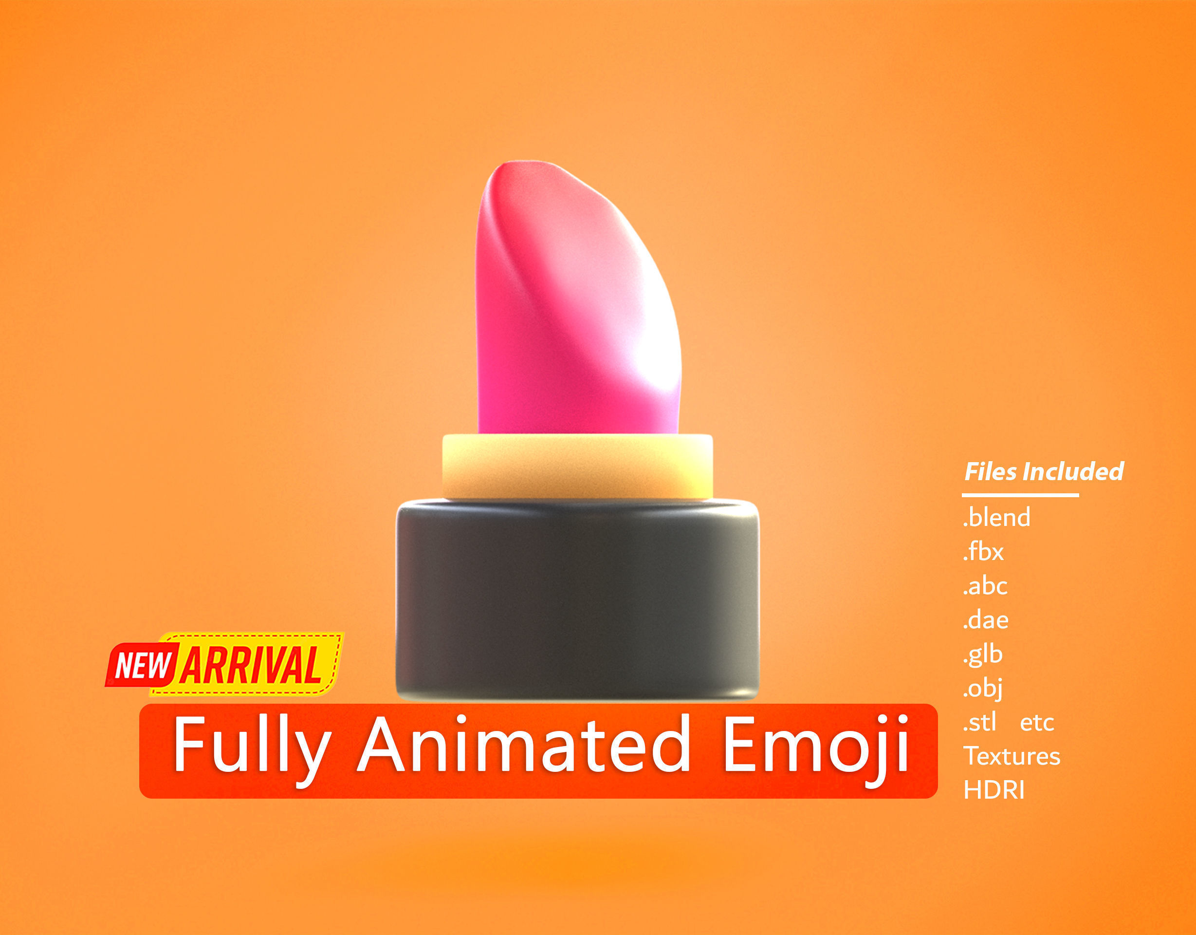 3d Model Lipstick Emoji New Animated Vr Ar Low Poly Cgtrader