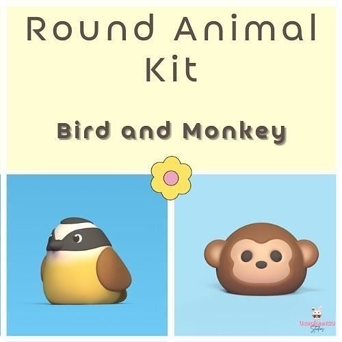 Round Animals Kit - Bird and Monkey 3D model 3D printable | CGTrader
