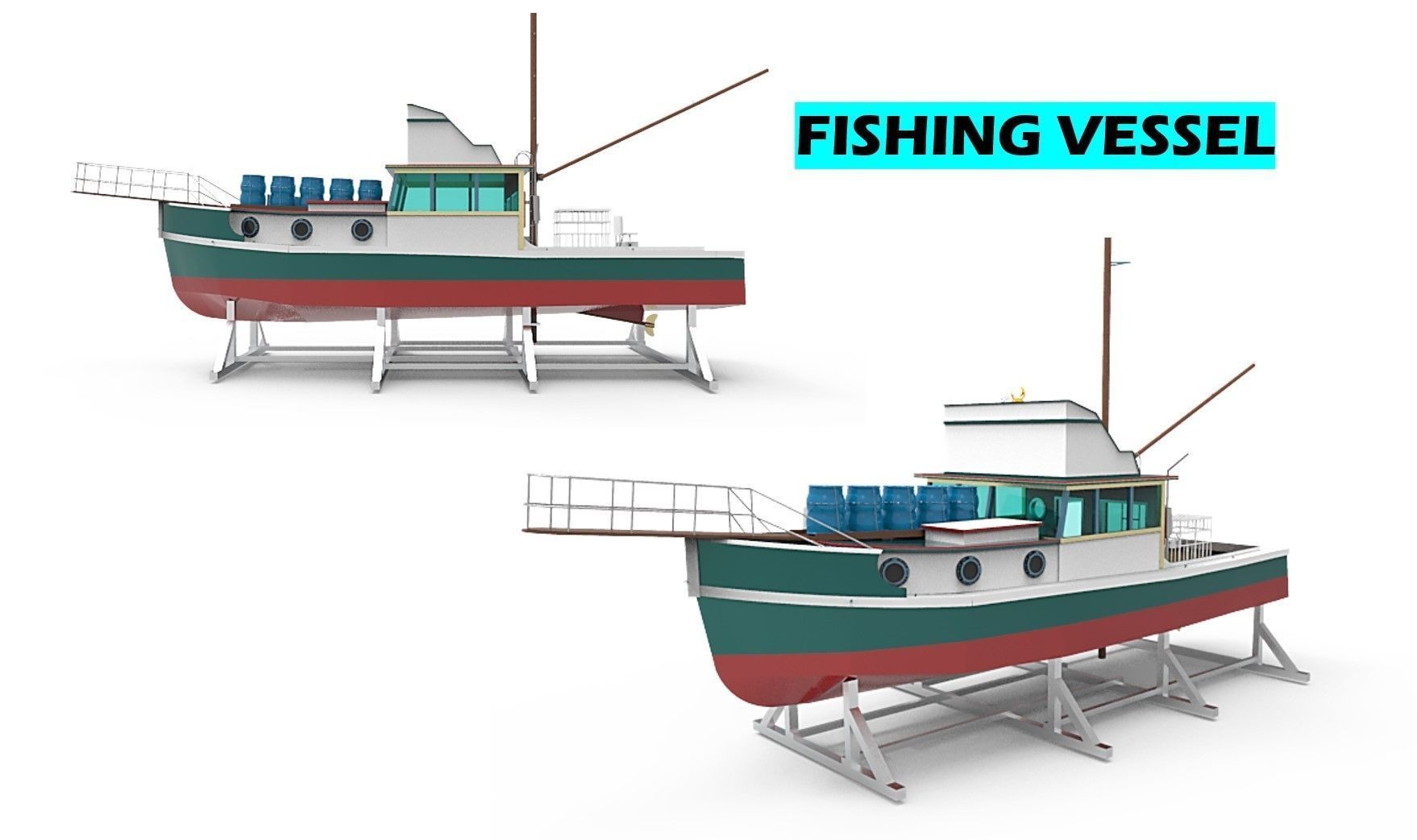 docking fishing ship 3D model | CGTrader