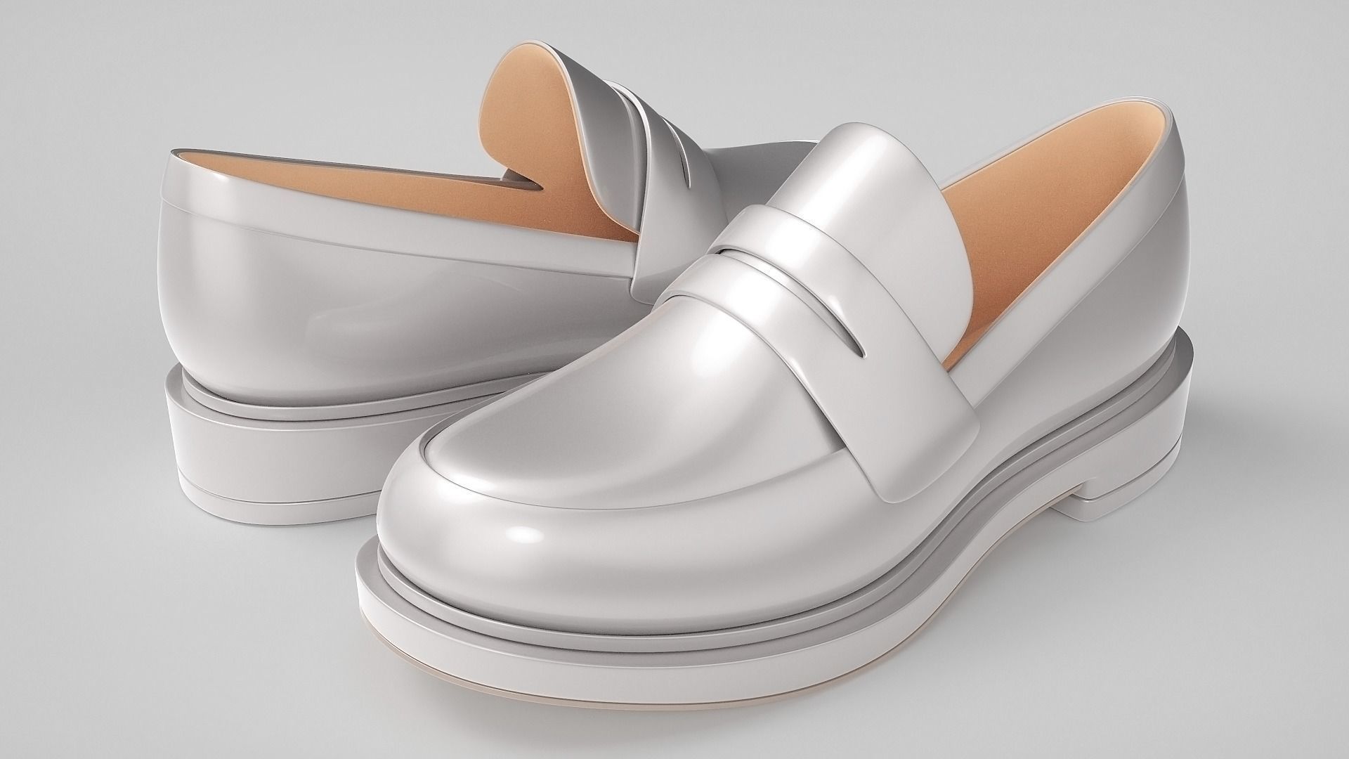 Beautiful Classic Anime School Girl Loafer Shoes 3D model | CGTrader