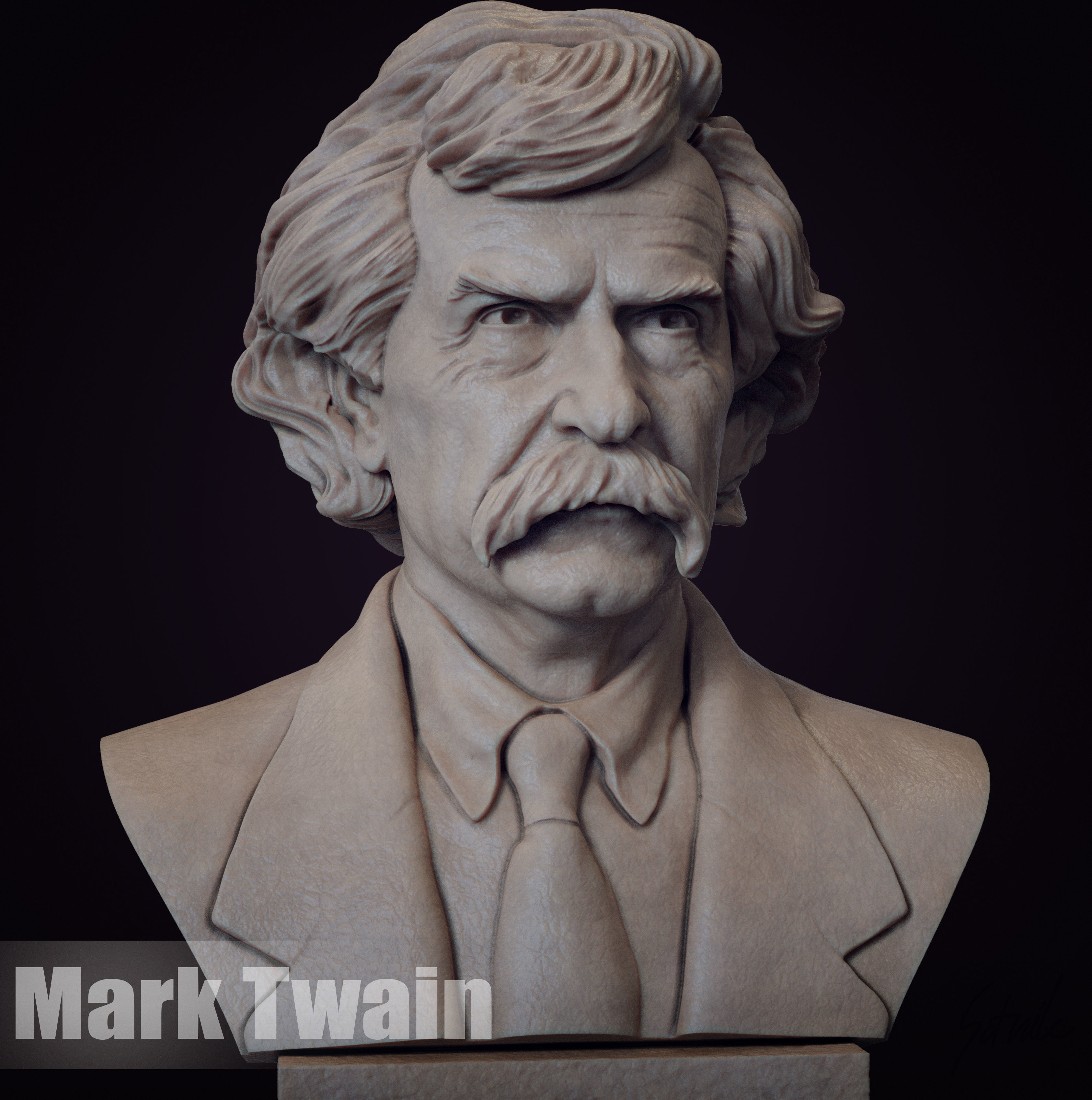 Mark Twain 3D model 3D printable | CGTrader