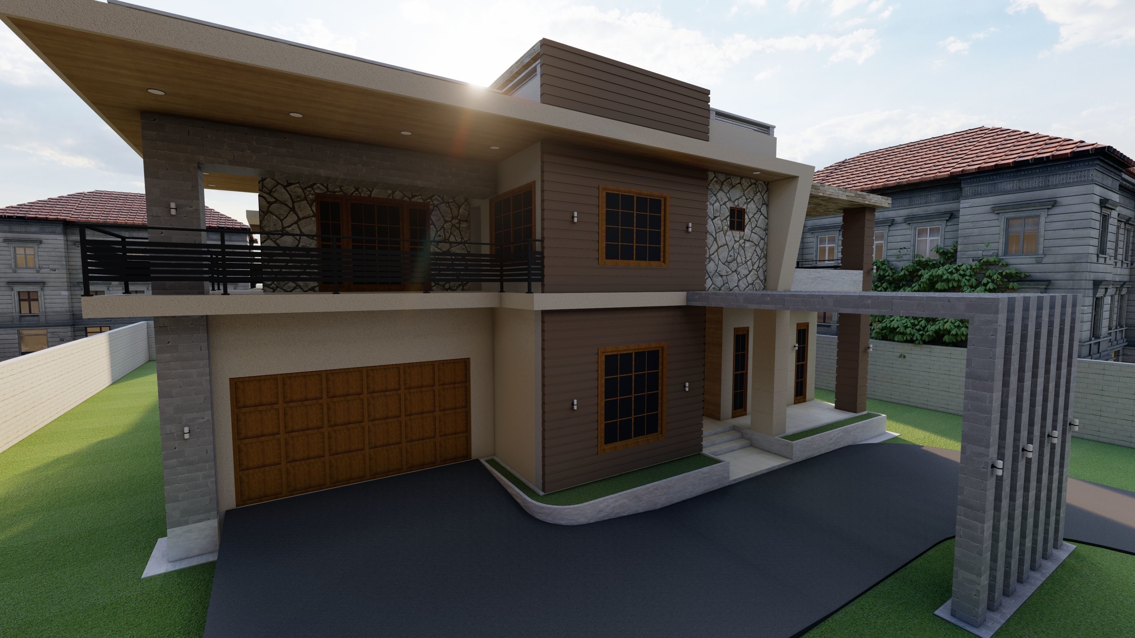 3D model Modern house 3D model I Exterior modern Villa house VR / AR ...