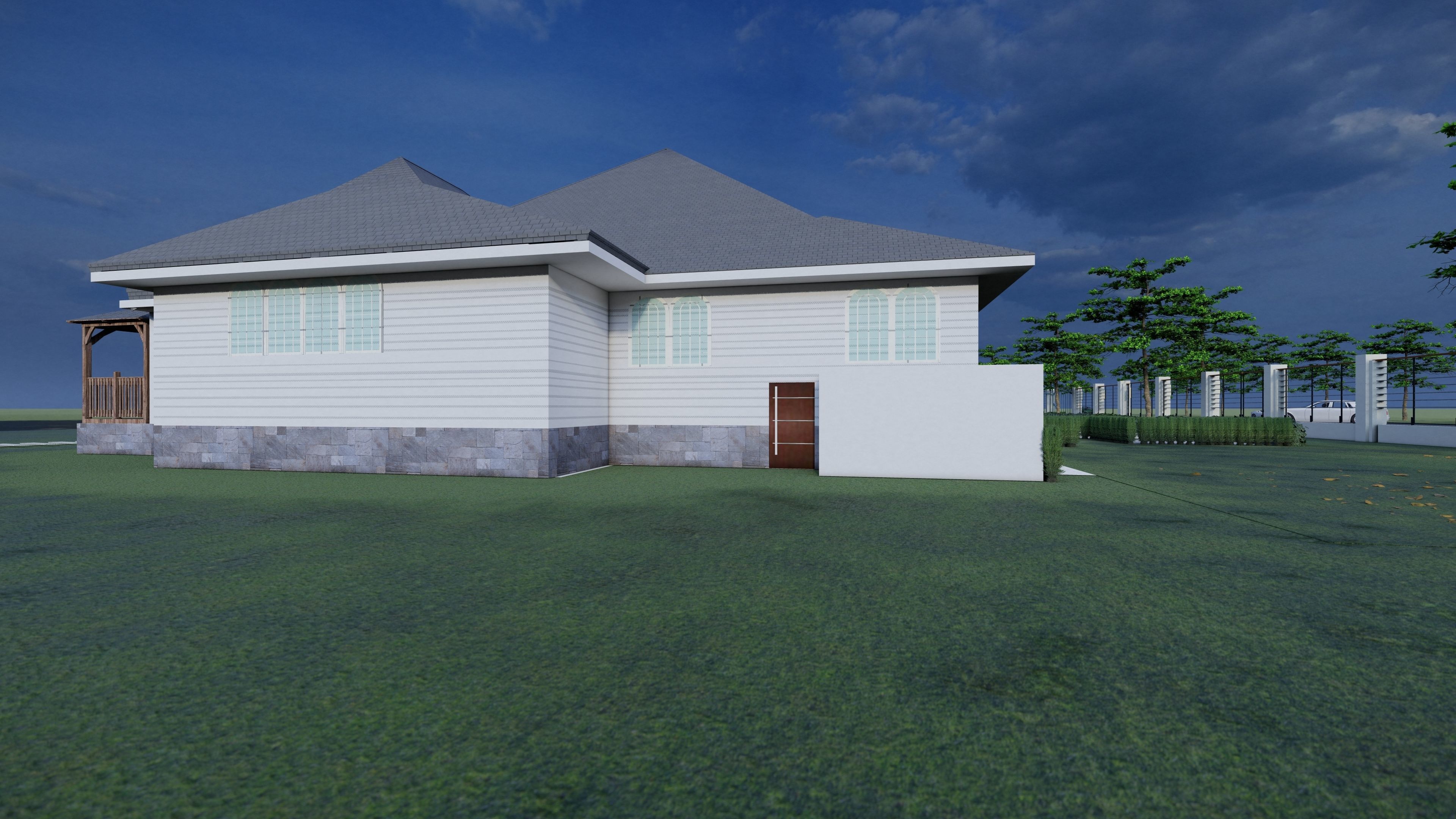 3D model Landscape lake house 3D Farm house design VR / AR / low-poly ...