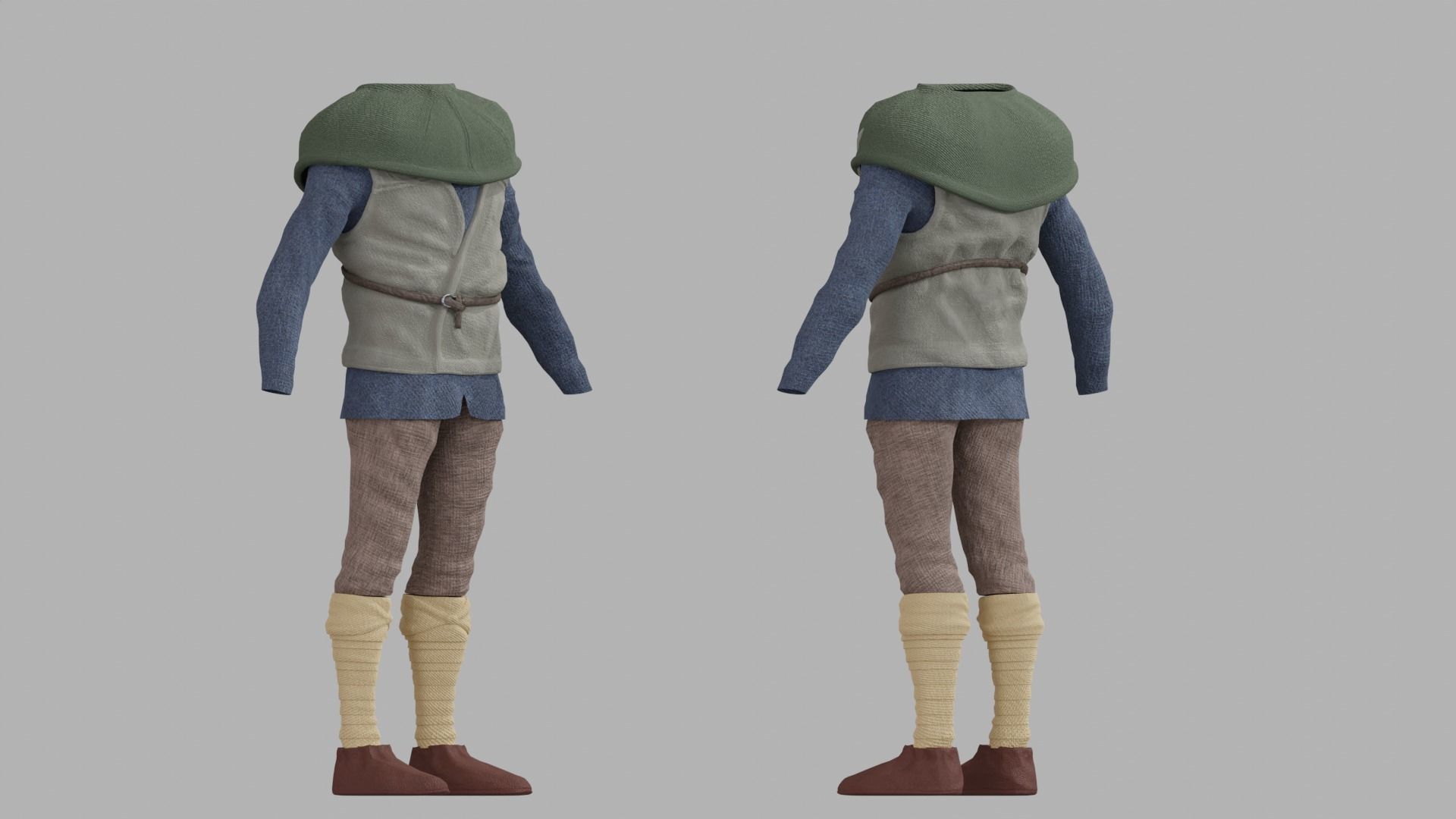 3D model Villigers Male Female Medieval Peasants Game Ready PBR VR / AR ...