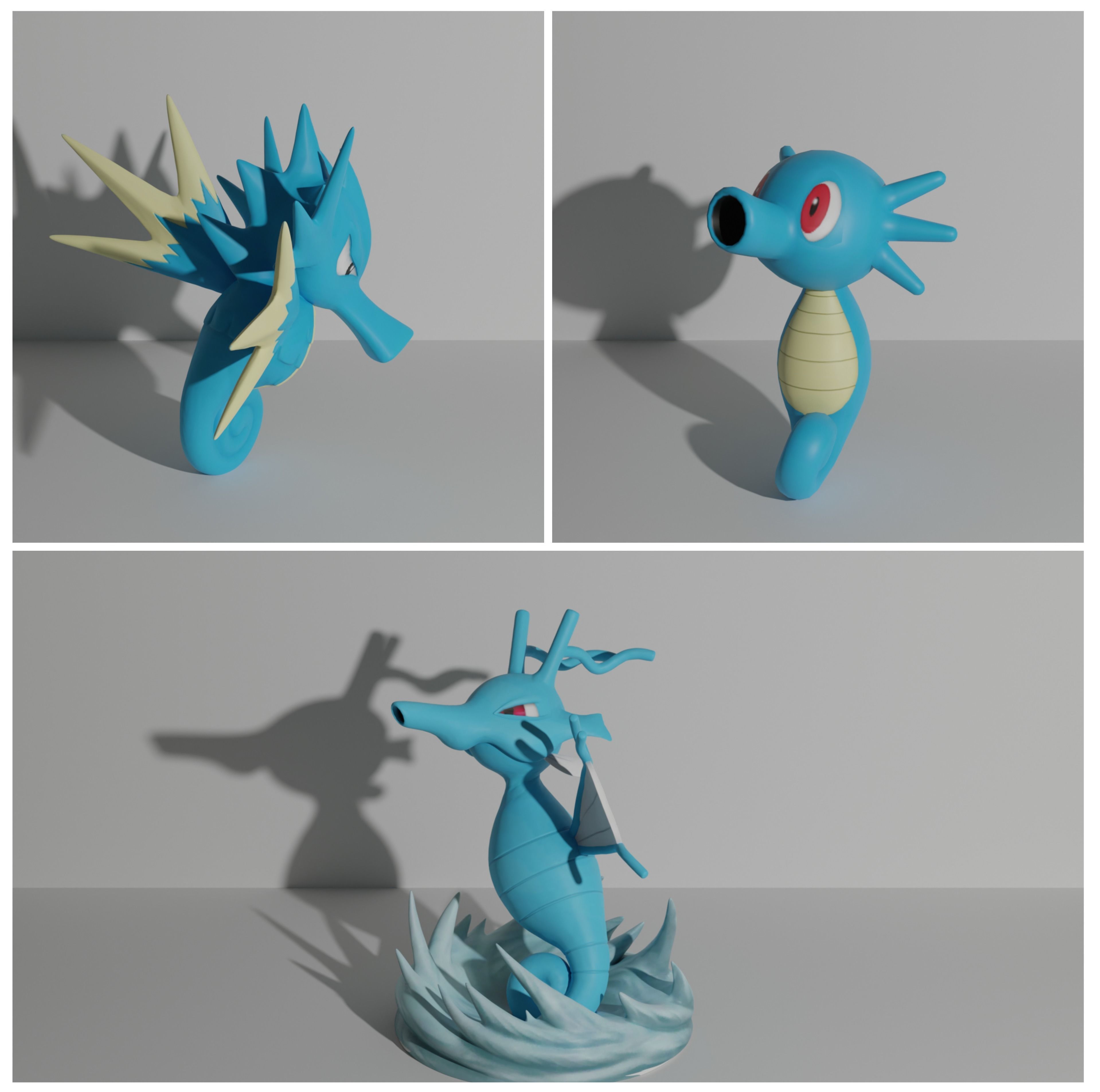 Horsea Seadra and Kingdra 3D print model 3D model 3D printable | CGTrader