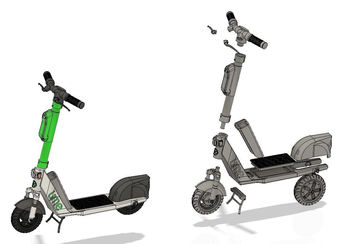 Lime electric scooter ver2 3D model 3D printable | CGTrader