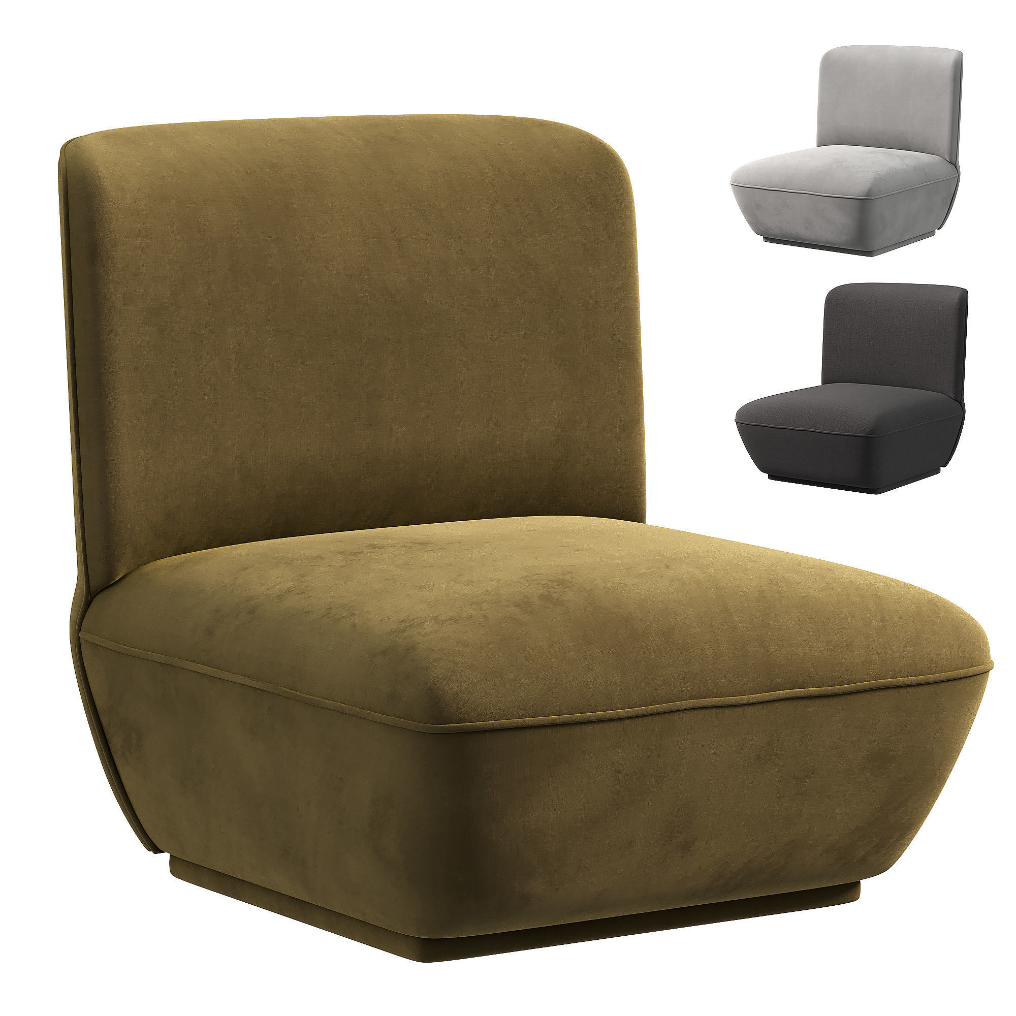 Low Slung Camel Boucle Lounge Chairs 3D model | CGTrader