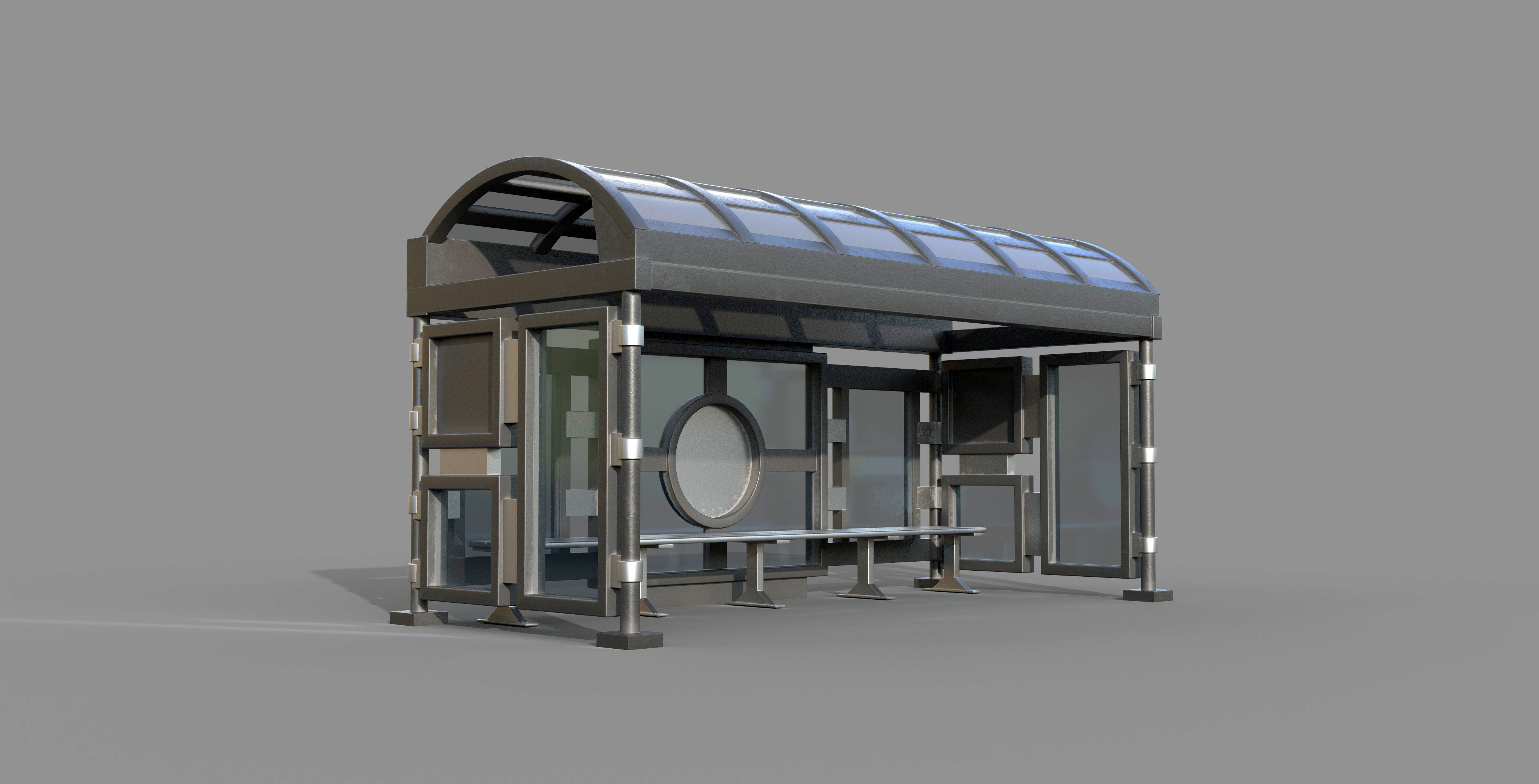 3D model 12 Bus Stop Base Mesh with UVs and Textures Vol 1 VR / AR ...