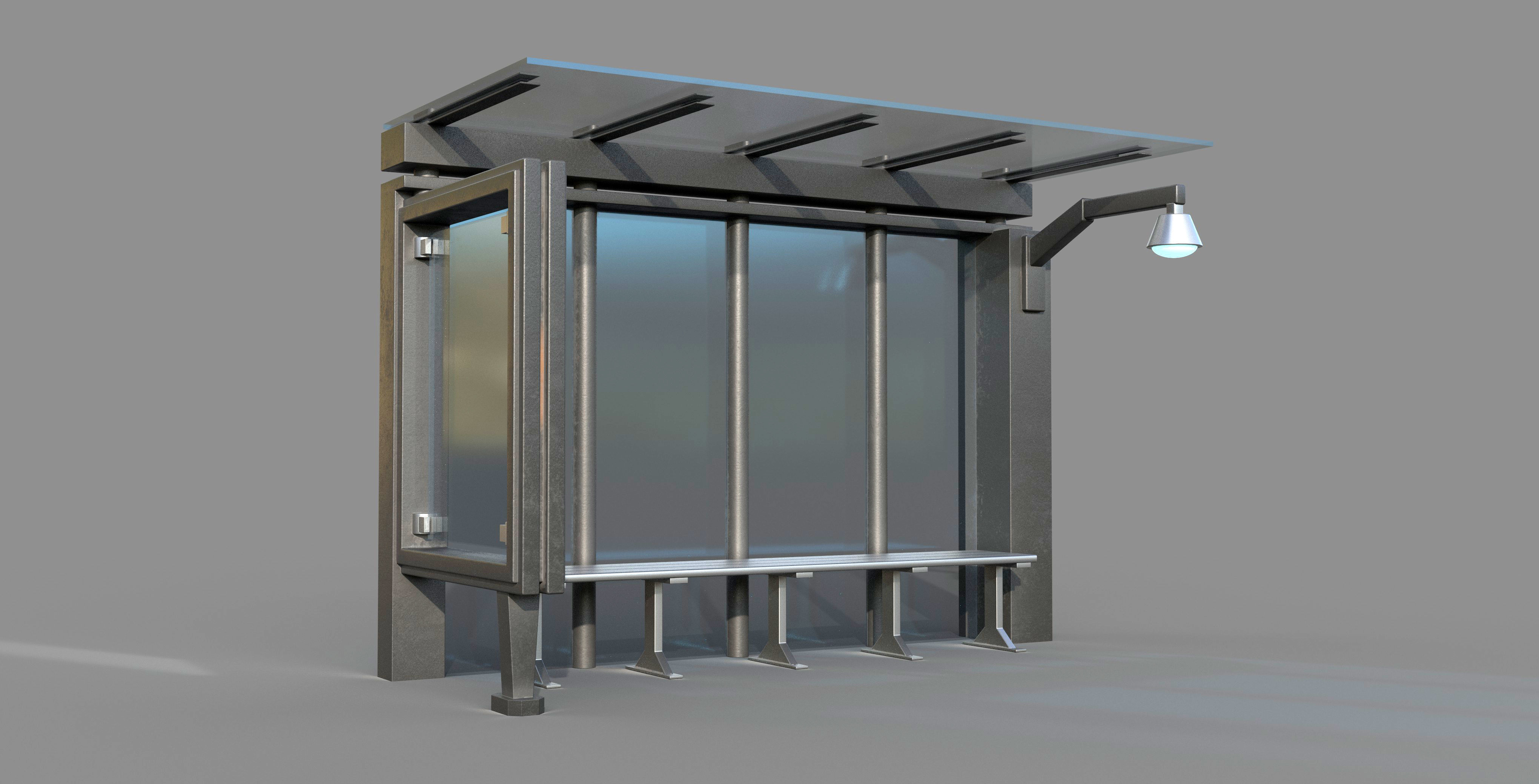 3D model 12 Bus Stop Base Mesh with UVs and Textures Vol 1 VR / AR ...