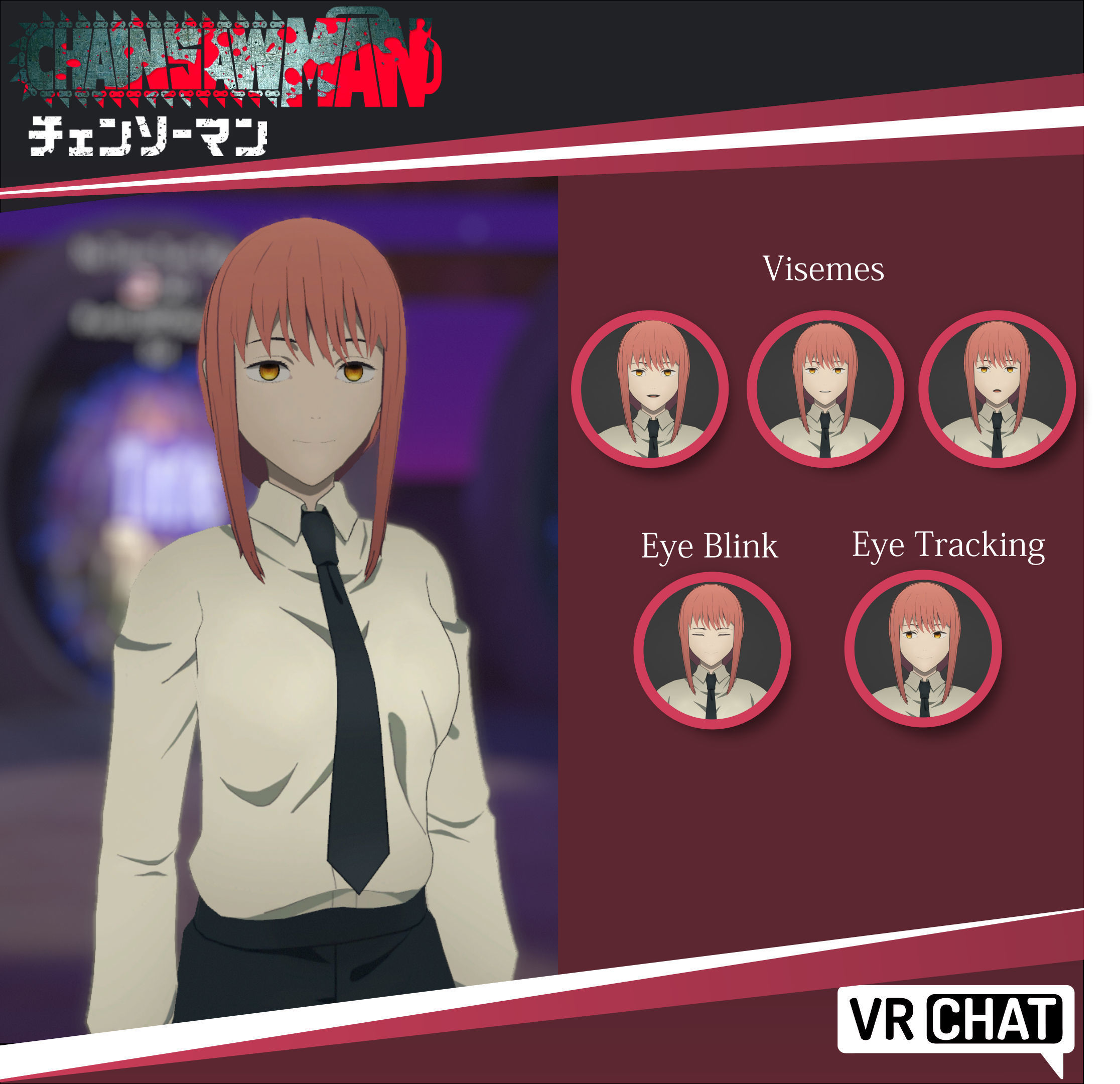 3D model VRChat Avatar - Makima - Chainsaw Man VR / AR / low-poly ...