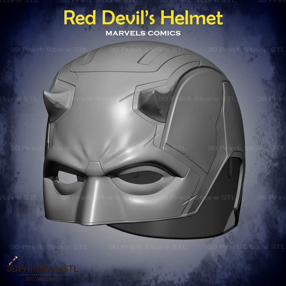 Red Devil Helmet Cosplay Marvel Comics - STL File 3D model 3D printable ...