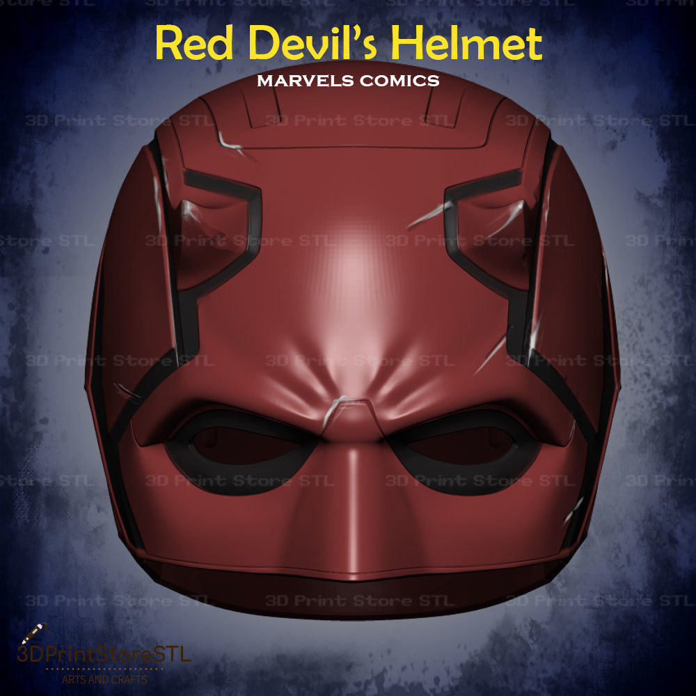 Red Devil Helmet Cosplay Marvel Comics - STL File 3D model 3D printable ...