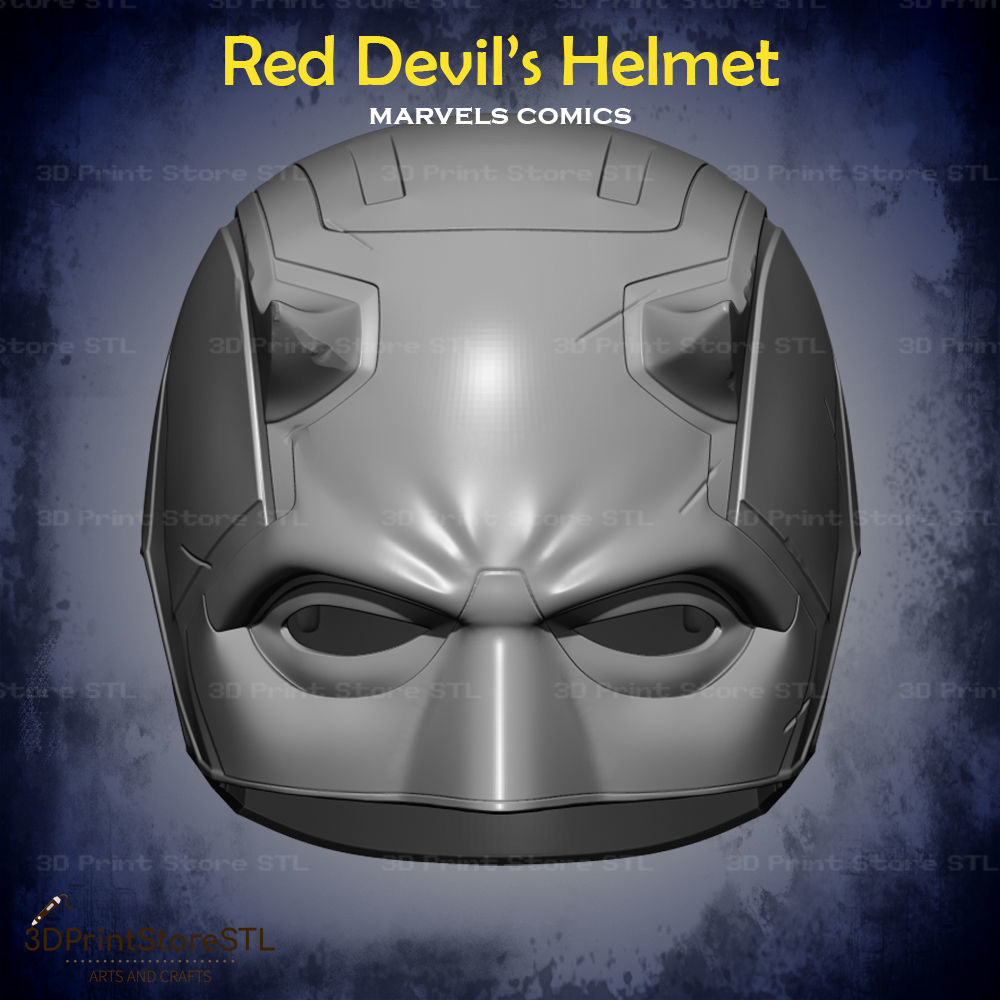 Red Devil Helmet Cosplay Marvel Comics - STL File 3D model 3D printable ...