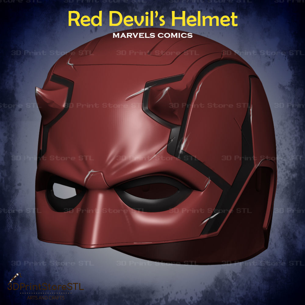 Red Devil Helmet Cosplay Marvel Comics - STL File 3D model 3D printable ...