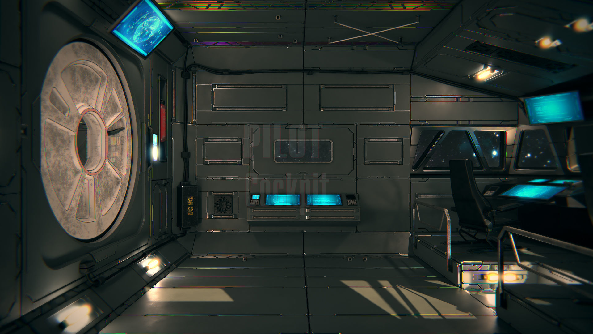 Spaceship Interior 03 Pilot Cockpit PBR 3D model | CGTrader