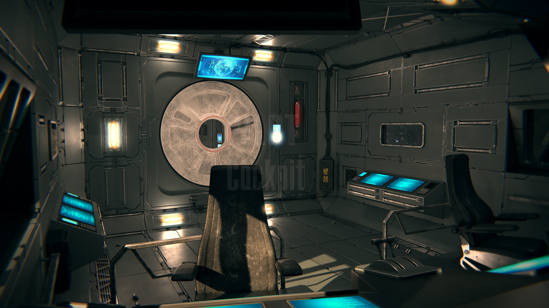 Spaceship Interior 03 Pilot Cockpit PBR 3D model | CGTrader