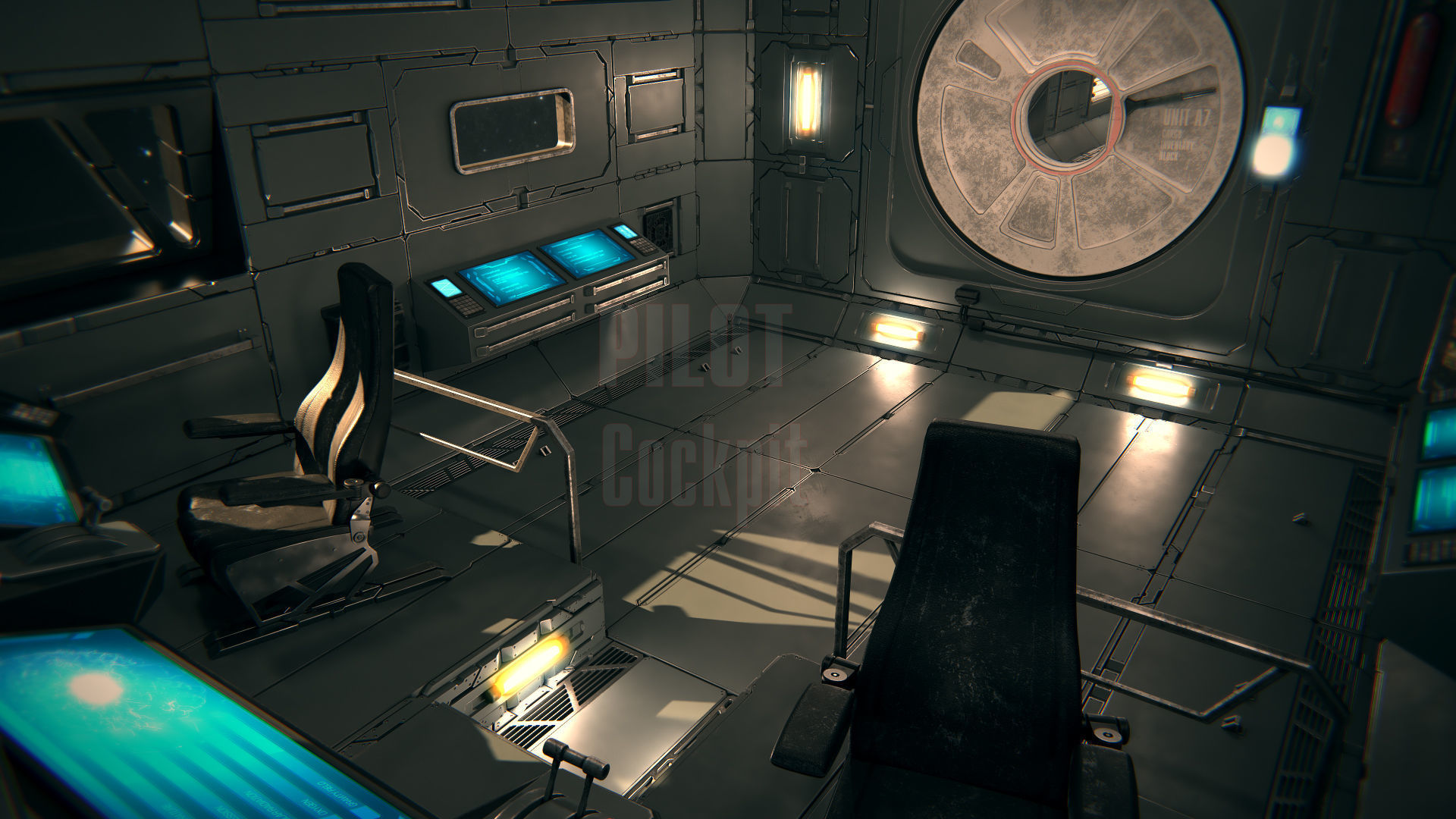 Spaceship Interior 03 Pilot Cockpit PBR 3D model | CGTrader